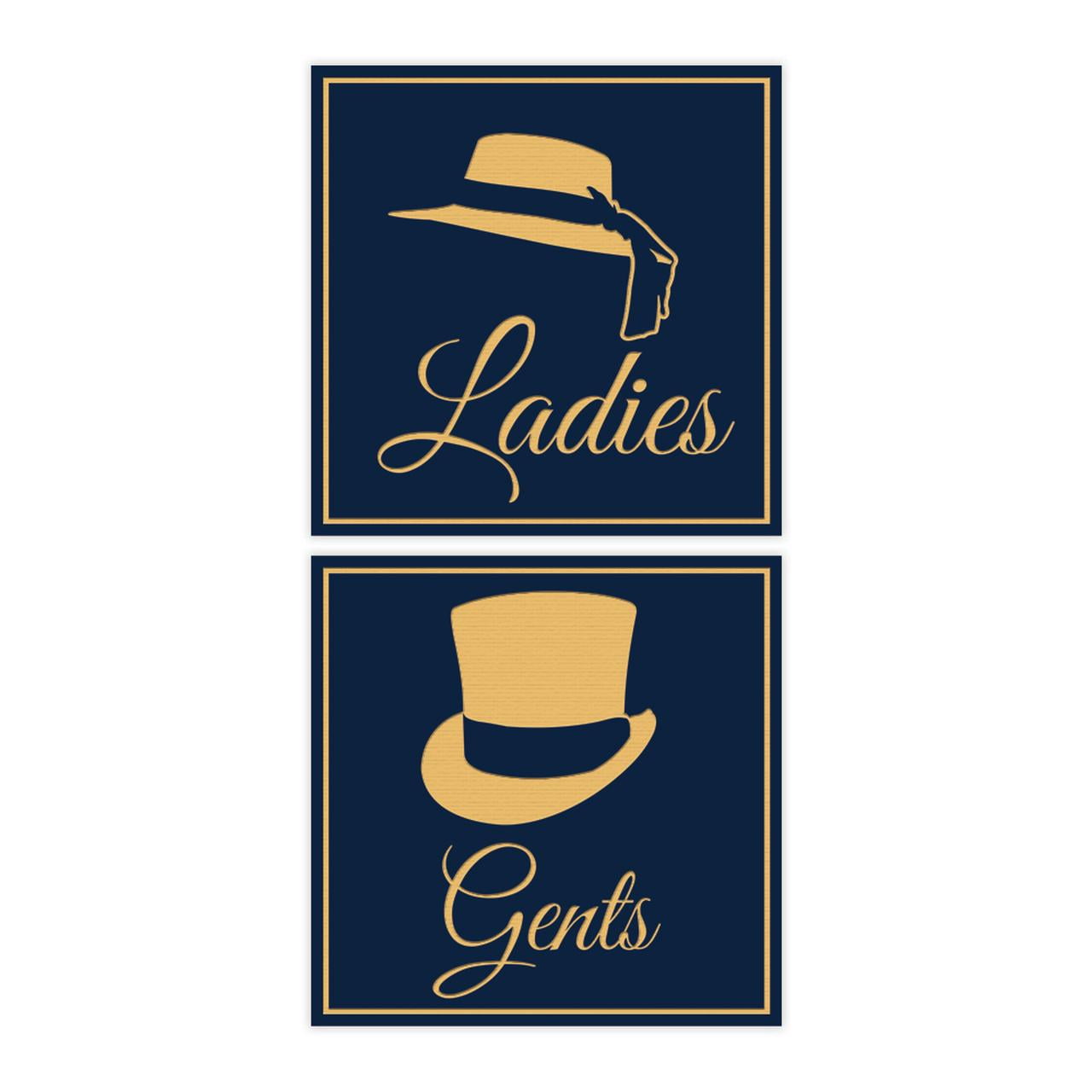 Square ladies and gents sign set (Navy Blue/Gold) - Large - Walmart.com