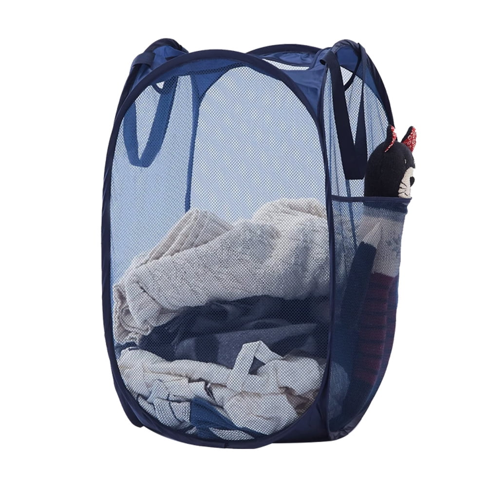 Square mesh pop-up laundry basket is easy to open and fold, easy to ...