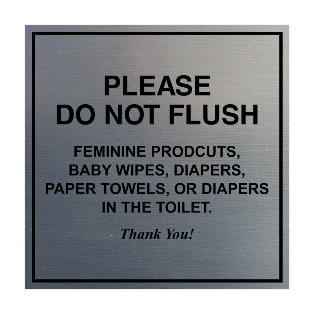 Square please do not flush etiquette Sign (Brushed Silver) - Large ...
