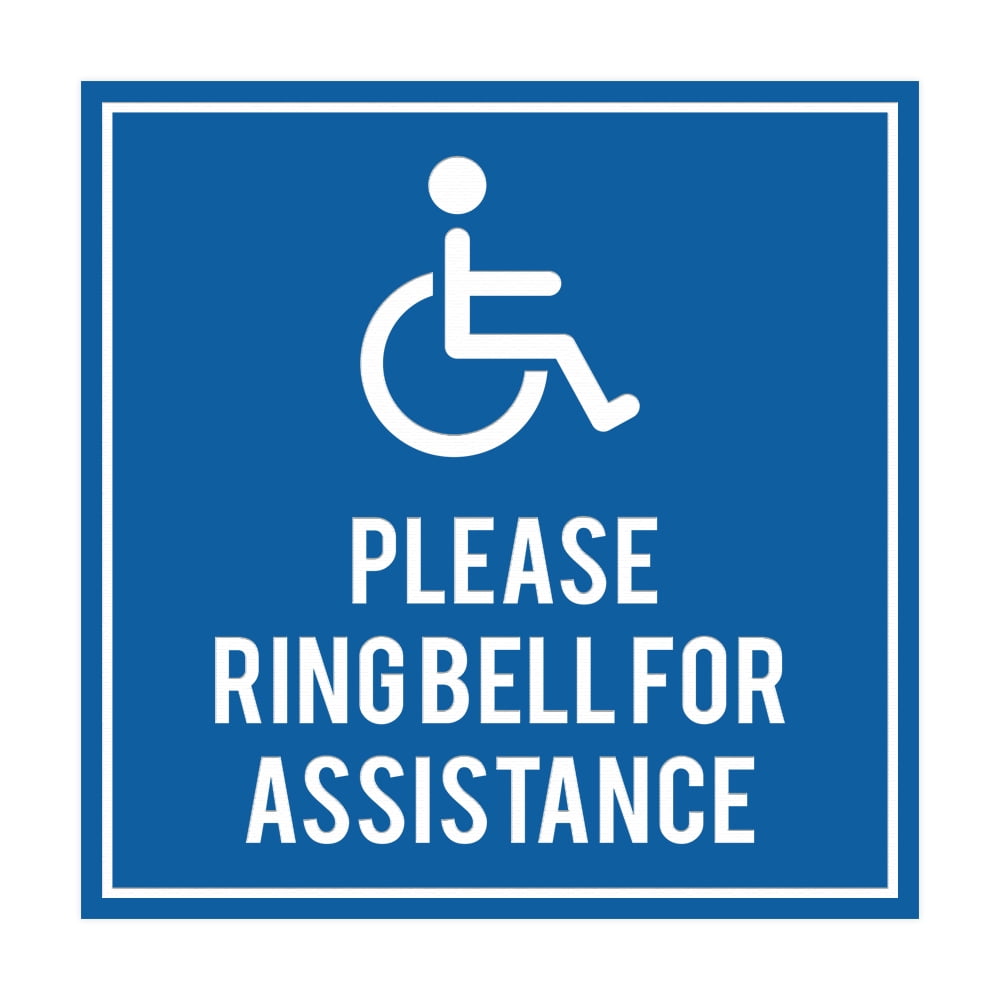 Square please ring bell for assistance Sign (Blue) - Large - Walmart.com