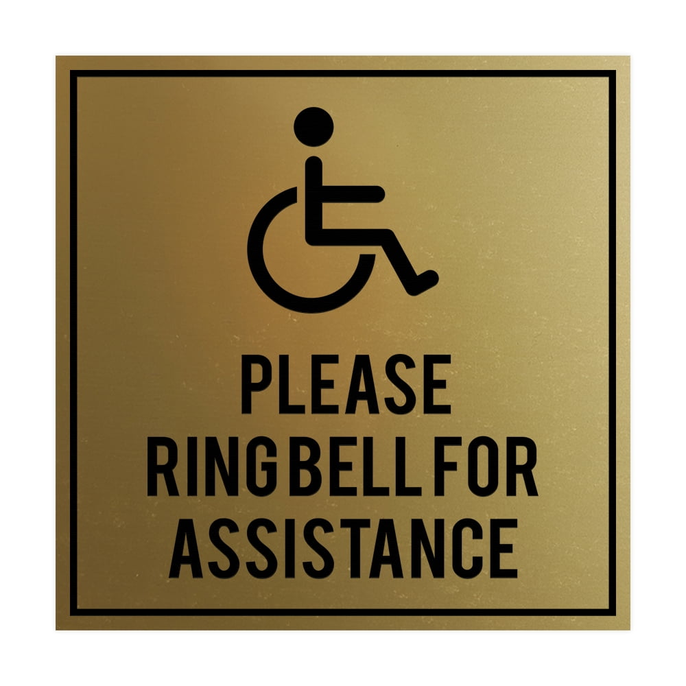 Square please ring bell for assistance Sign (Brushed Gold) - Small ...