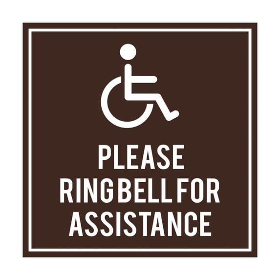 Square please ring bell for assistance Sign (Dark Brown) - Medium ...