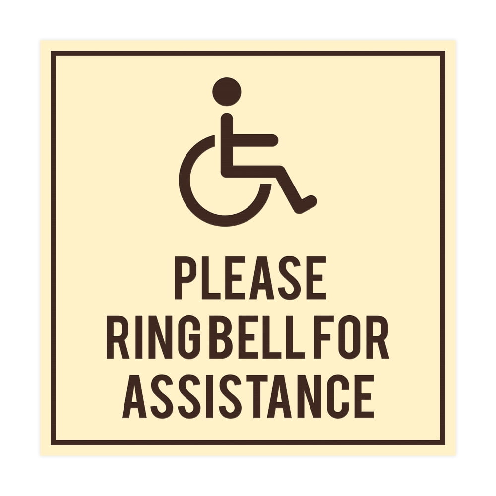 Square please ring bell for assistance Sign (Ivory/Dark Brown) - Large ...