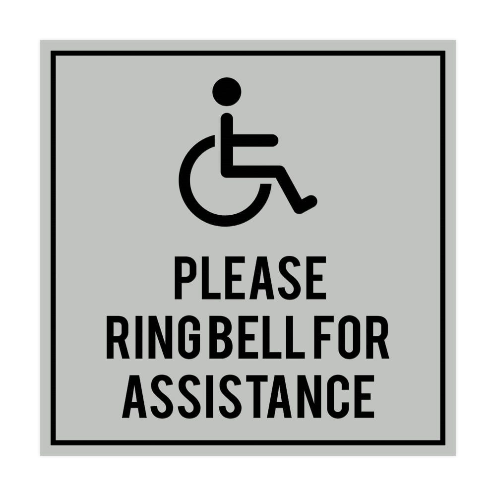 Square please ring bell for assistance Sign (Lt Gray) - Small - Walmart.com