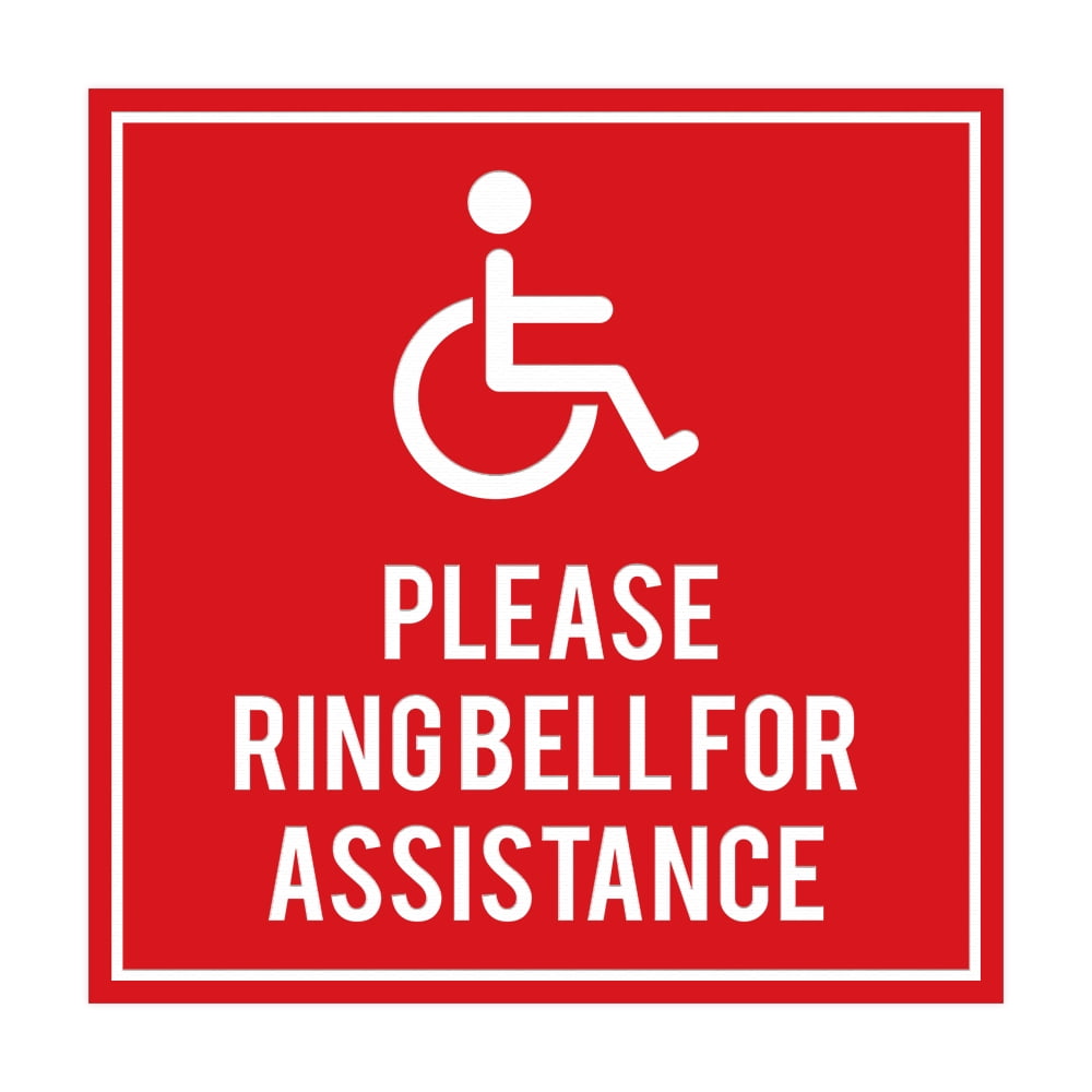 Square please ring bell for assistance Sign (Red) - Large - Walmart.com