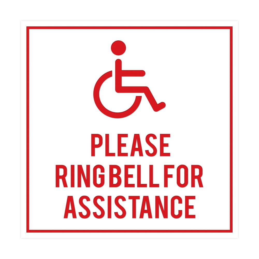 Square please ring bell for assistance Sign (White/Red) - Small ...