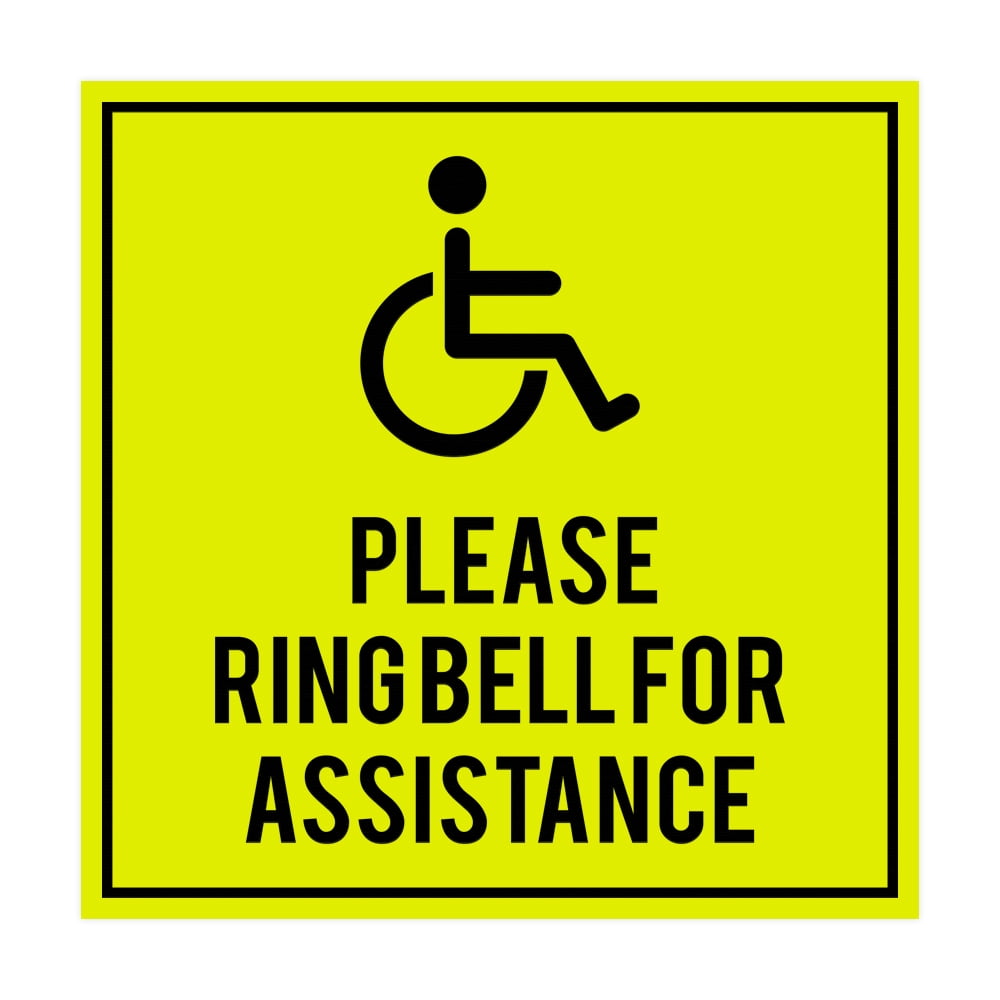 Square please ring bell for assistance Sign (Yellow / Black) - Medium ...