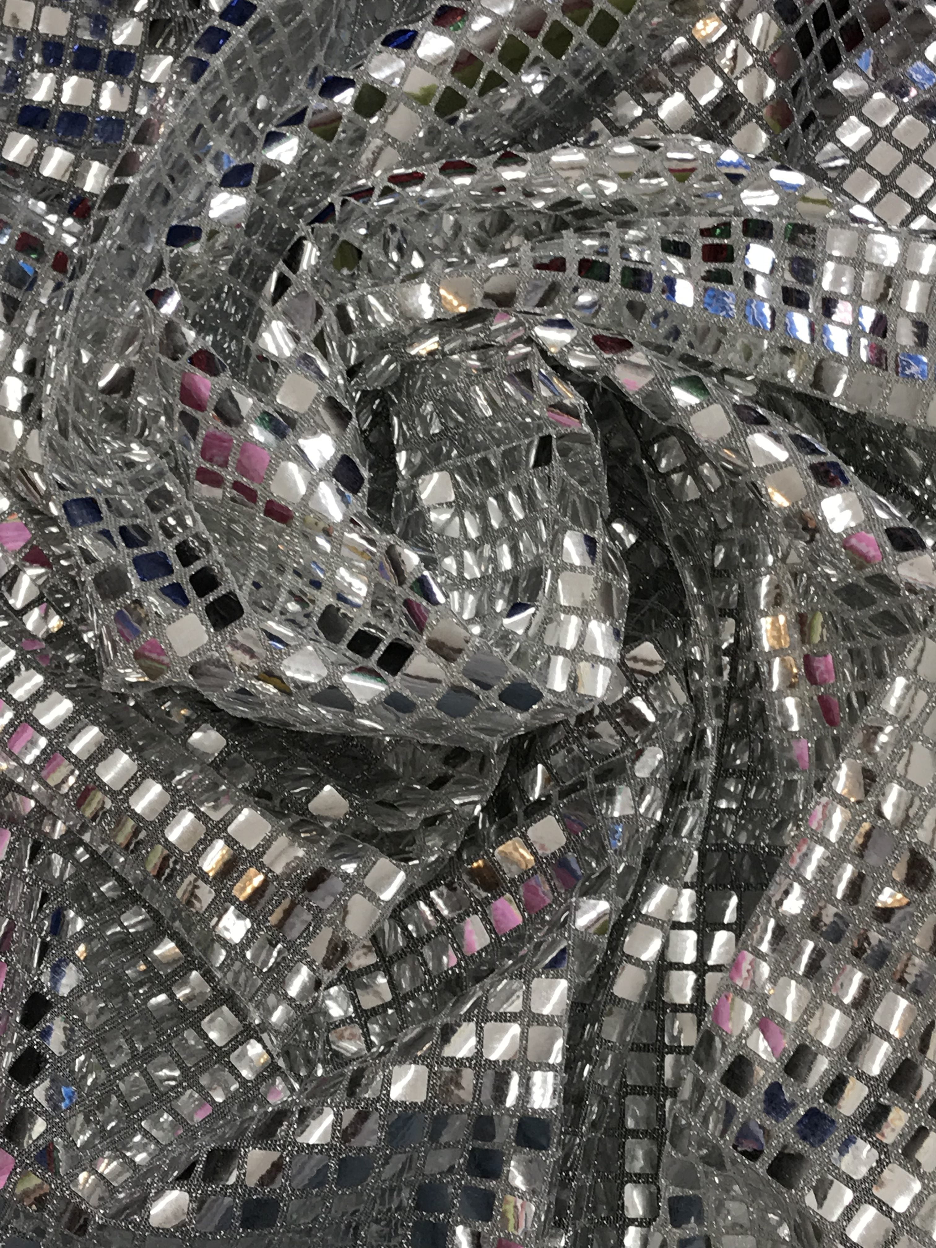 Square sequins glue on metallic mesh, 45" wide, sells by the yard ...