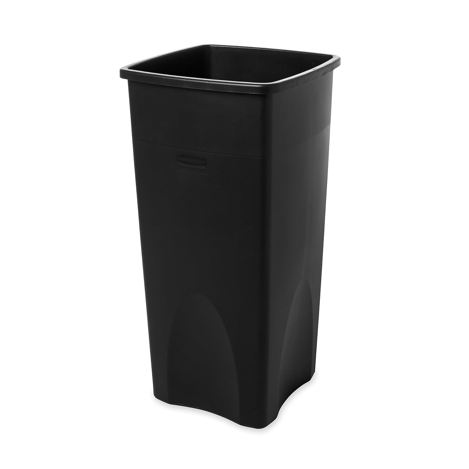 Square trash/bin, 23 gallon, black, outdoor/dining room/office/school ...