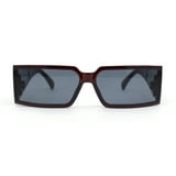 Squared Rectangle Thick Temple Side Arm Visor Lens 80s Vibe Plastic ...