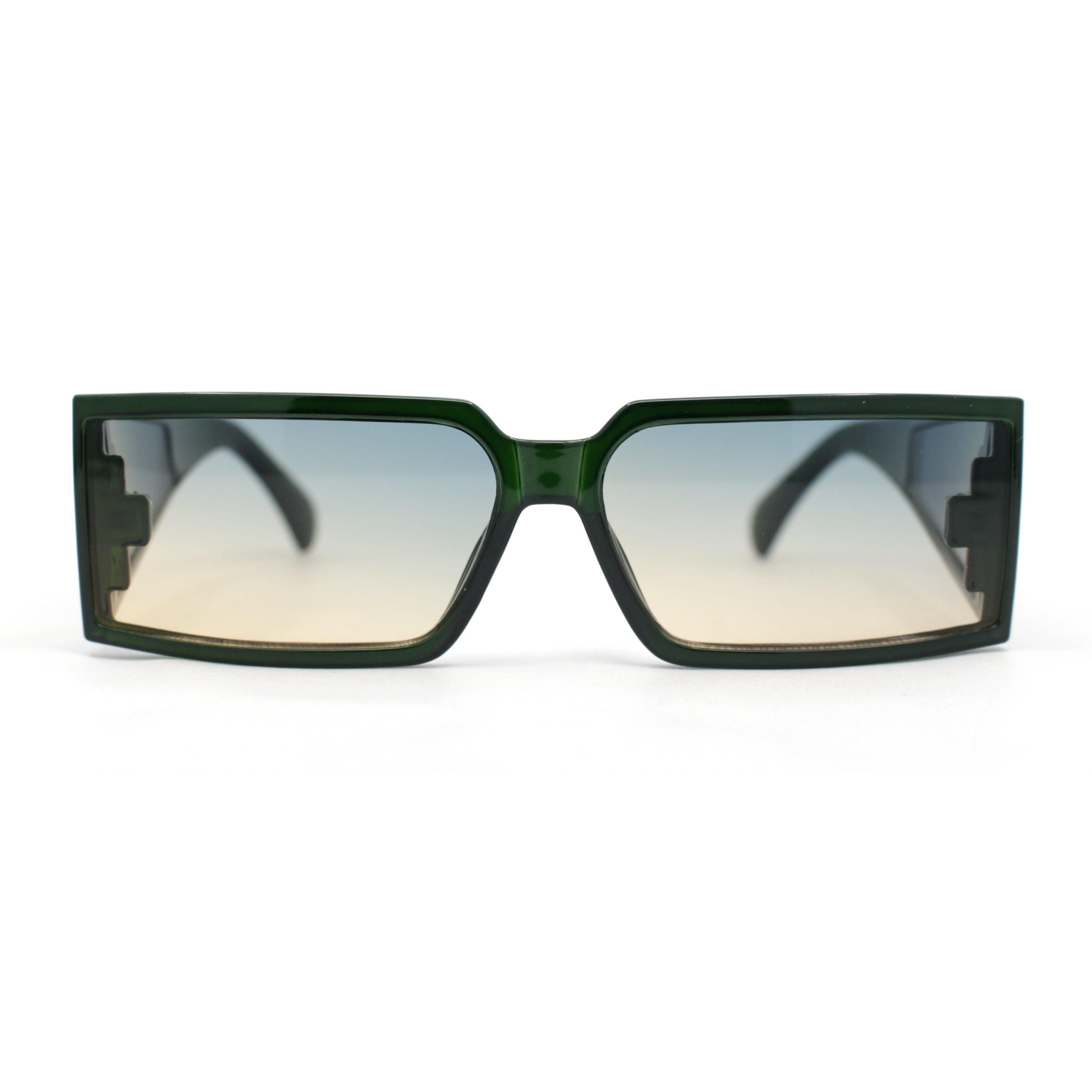 Squared Rectangle Thick Temple Side Arm Visor Lens 80s Vibe Plastic ...