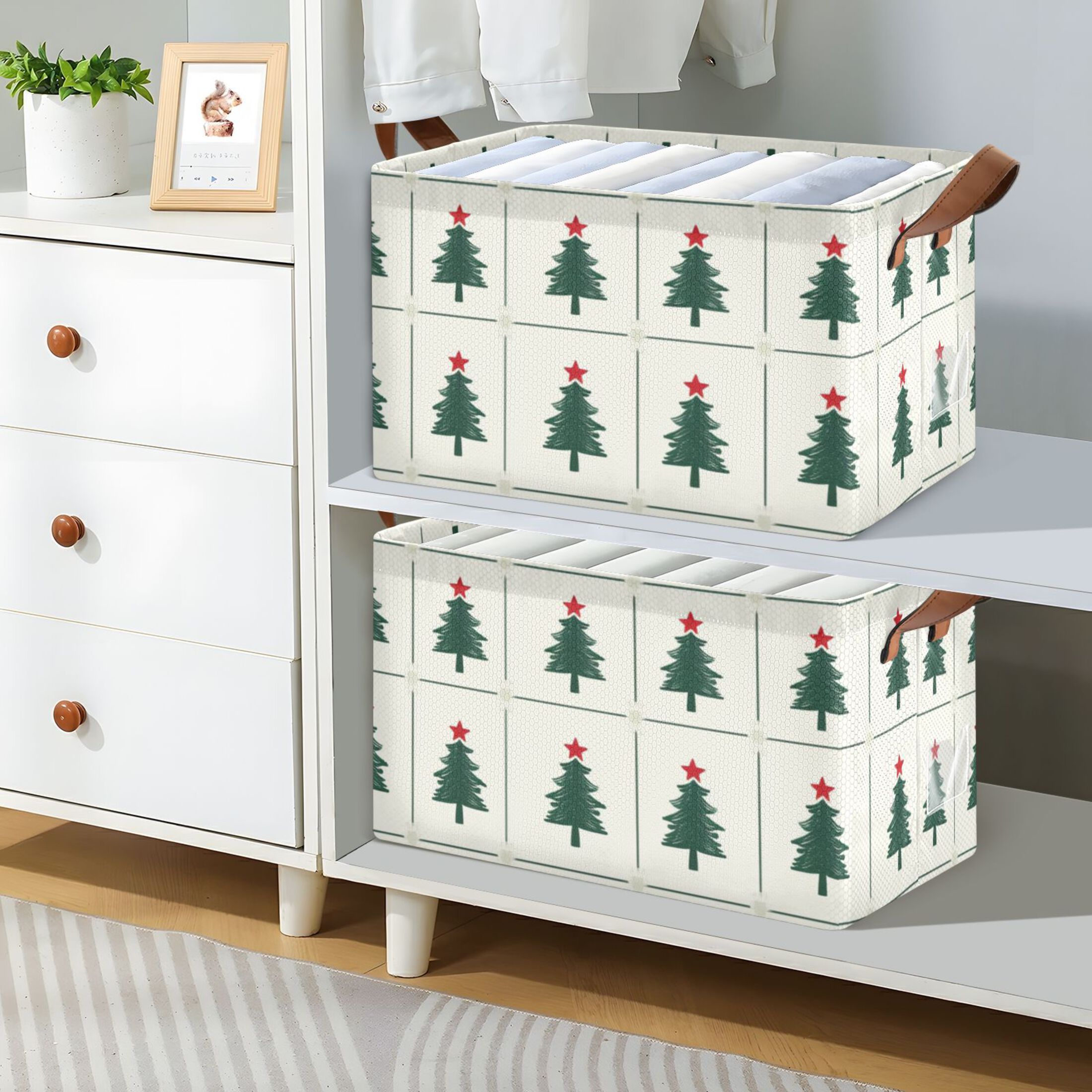Squares Christmas Trees Foldable Storage Large Fabric Storage Baskets ...