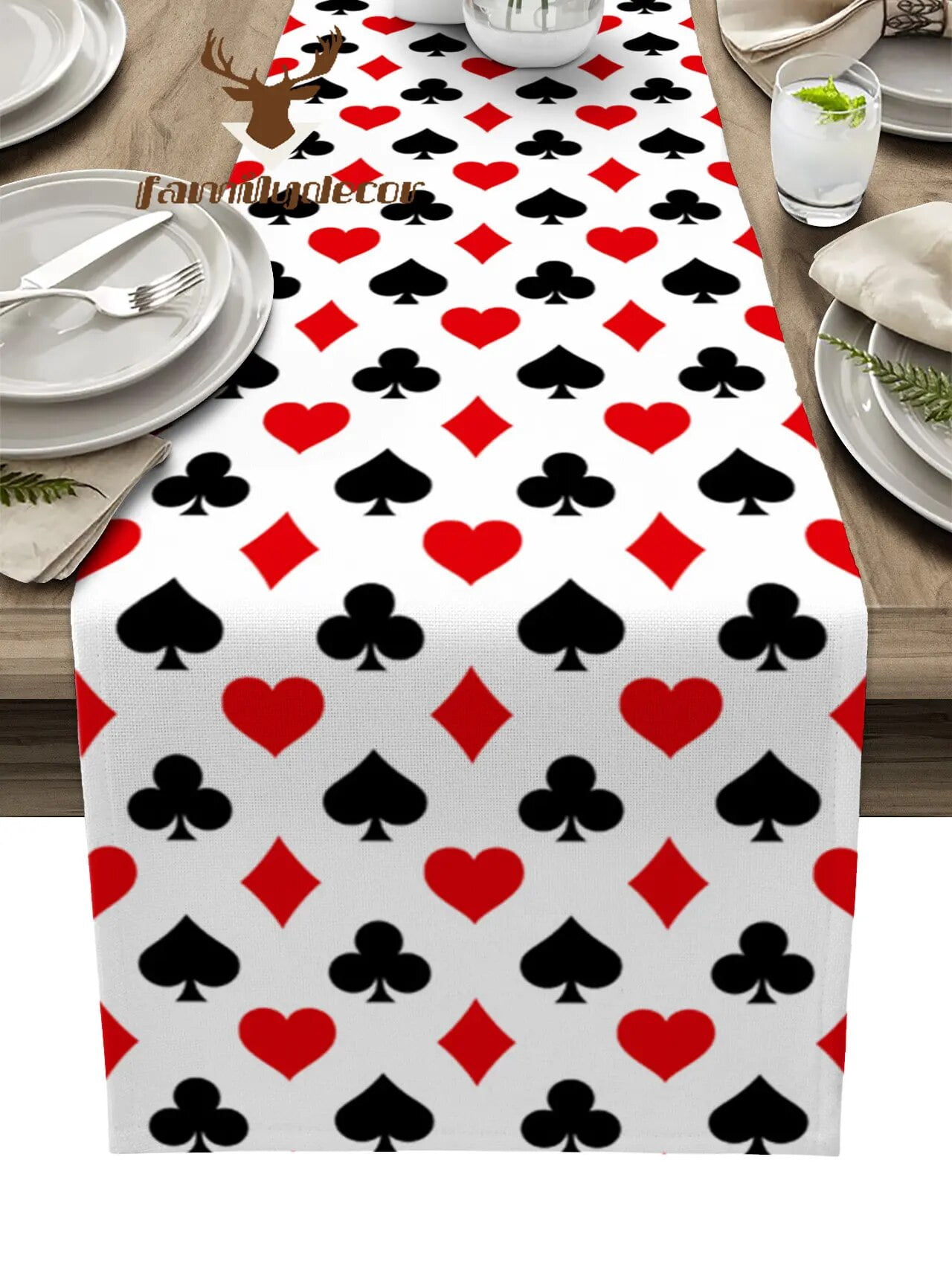 Squares Spades Hearts Poker Texture Table Runner Home Wedding Table Mat ...