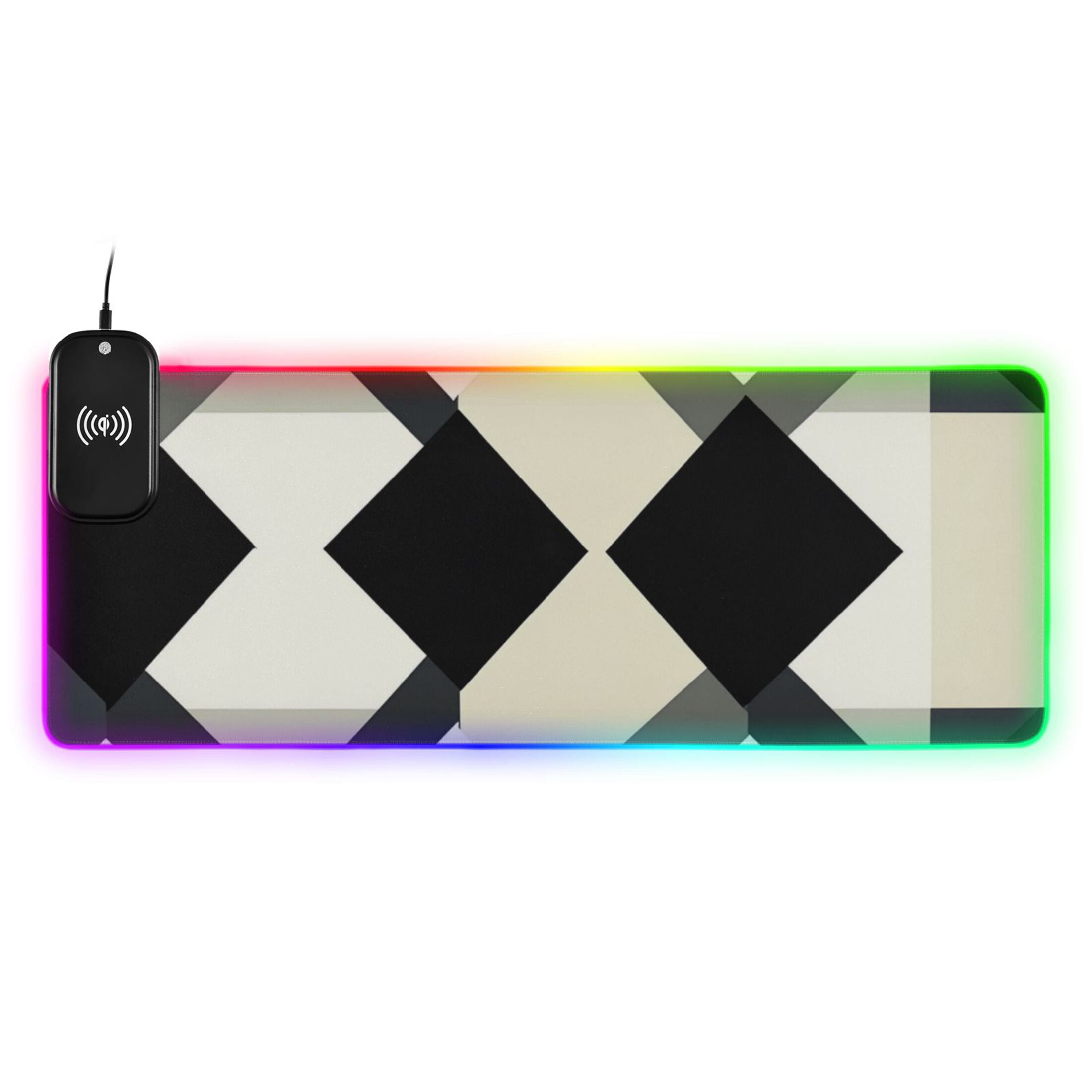 Squares and Diamond Patterns Wireless Charging RGB Gaming Mouse Pad ...