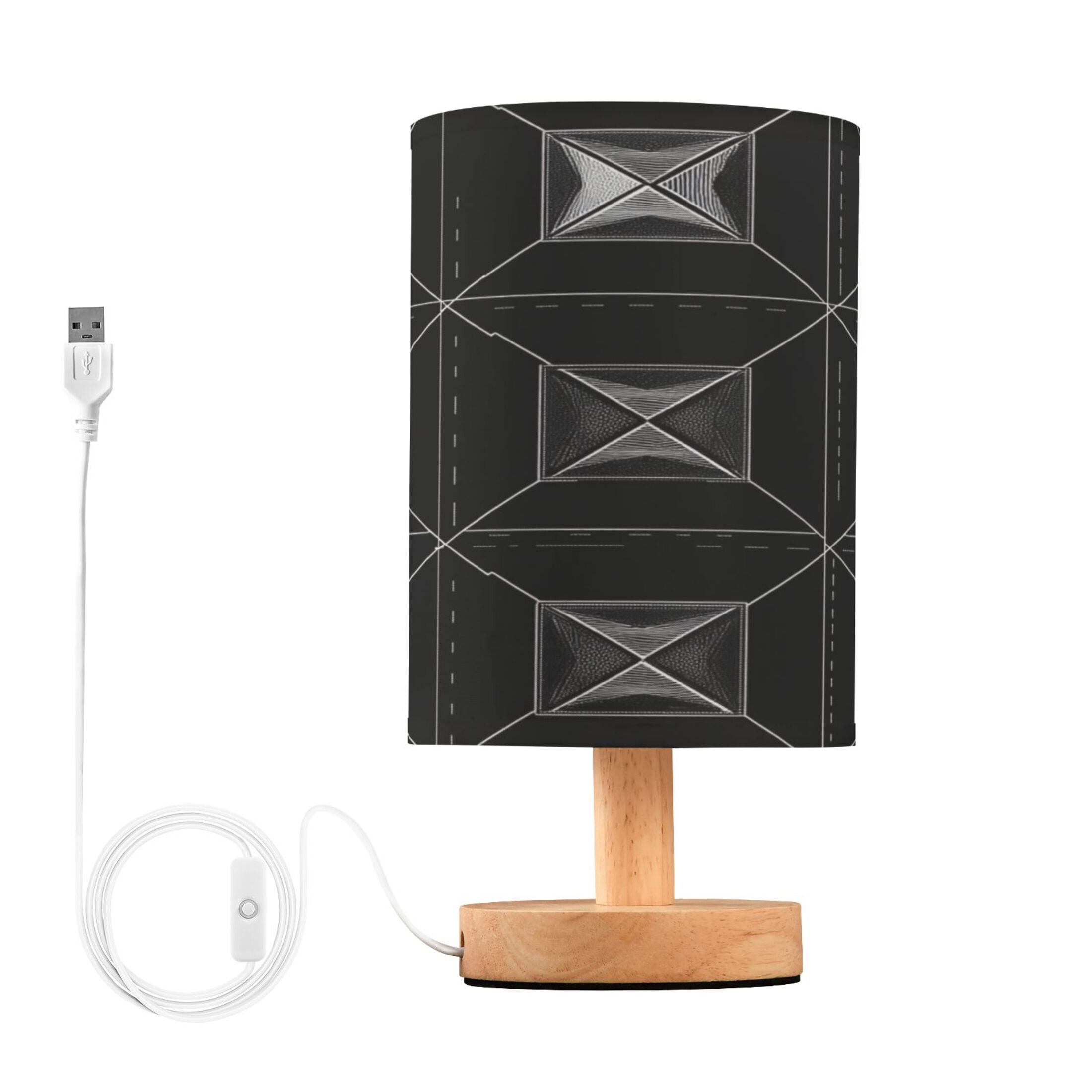 Squares and Triangles Small Lamp Printed Gifts Table Lamp USB Bedside ...