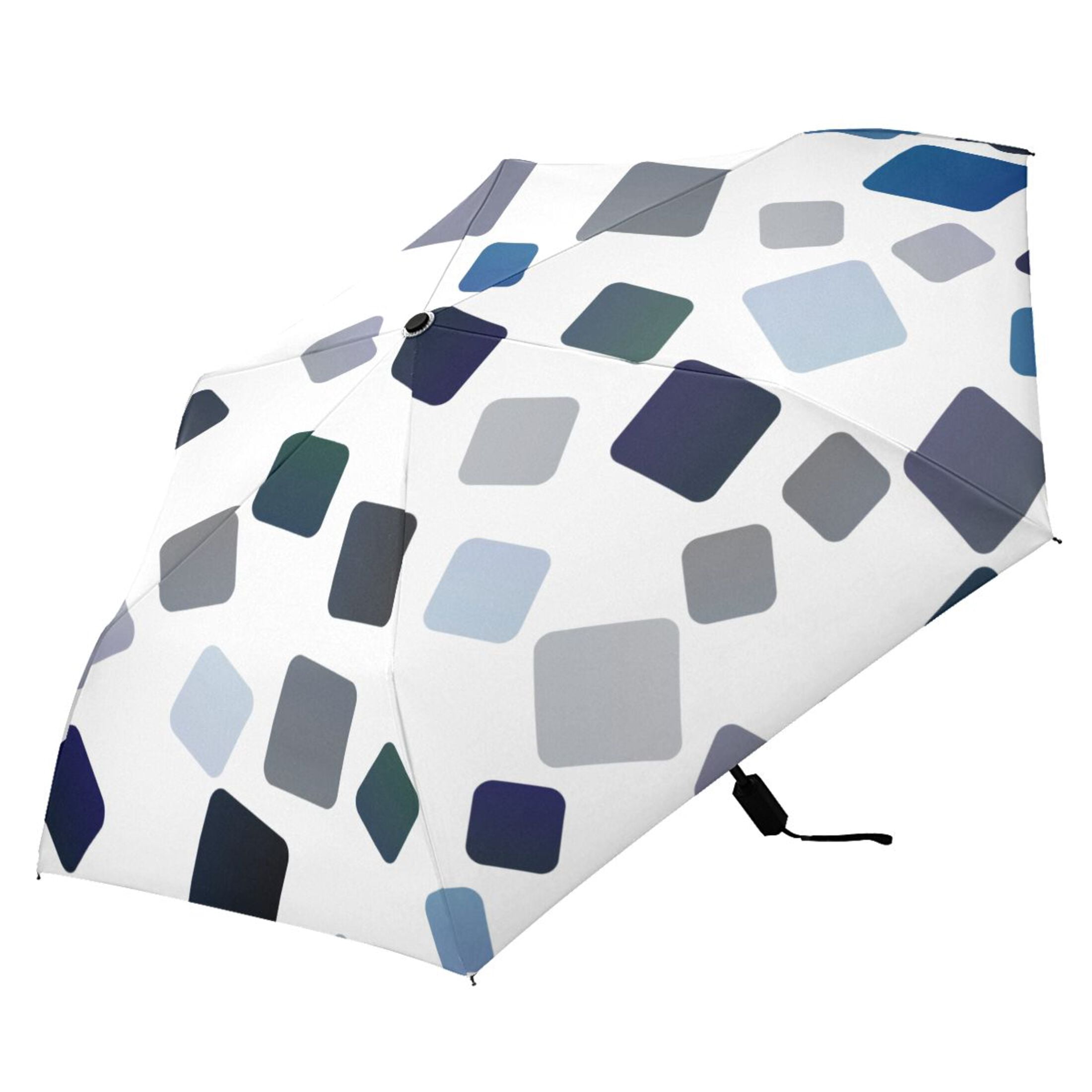 Squares with Blue Compact Folding Umbrella for Rain Windproof Travel ...