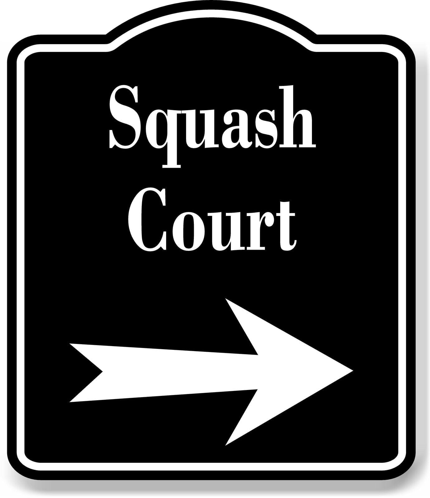 Squash Court Right Arrow BLACK Aluminum Composite Sign, 15"x18 ...
