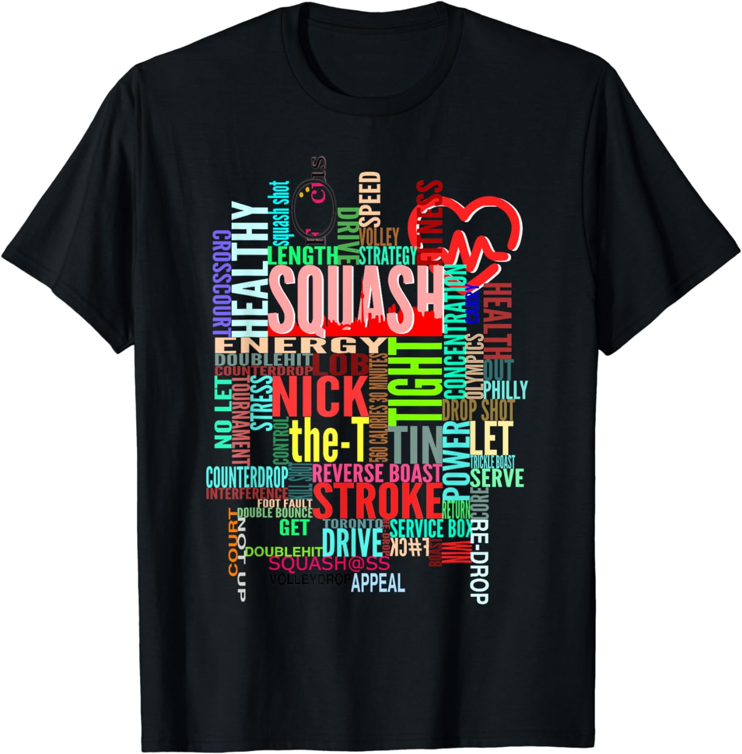 Squash Words Glossary, Squash Player Tournament Words T-Shirt - Walmart.com