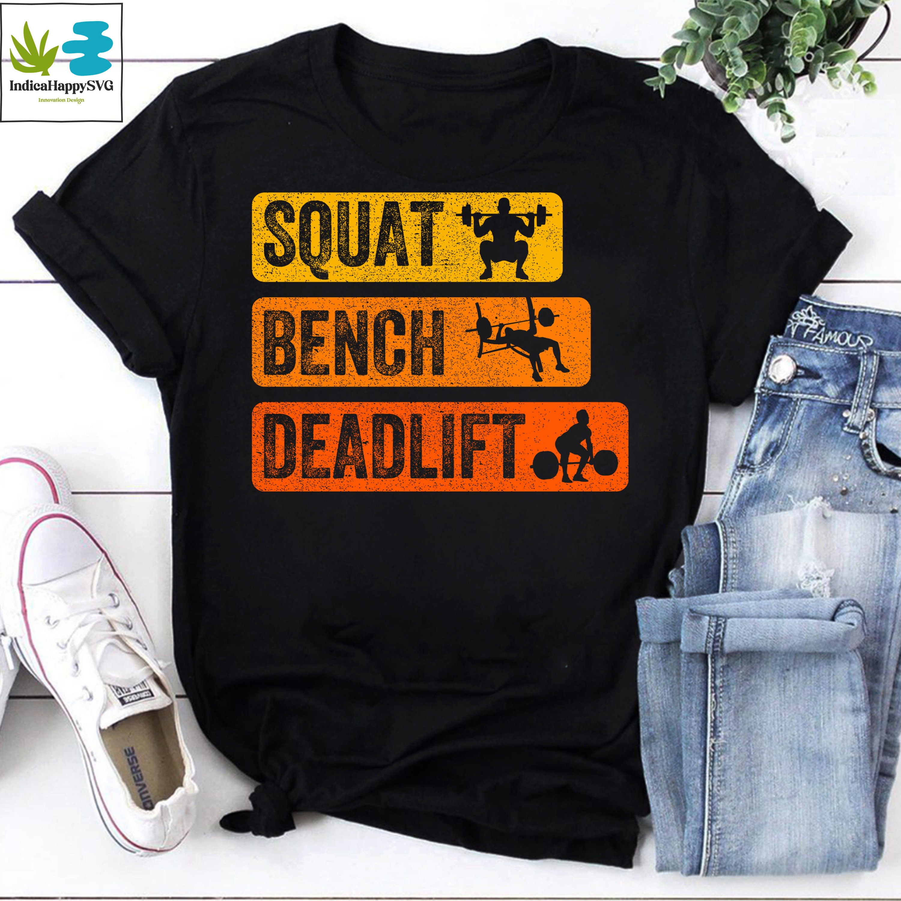 Squat Bench Deadlift Vintage T-Shirt, Weightlifting Shirt, Fitness ...
