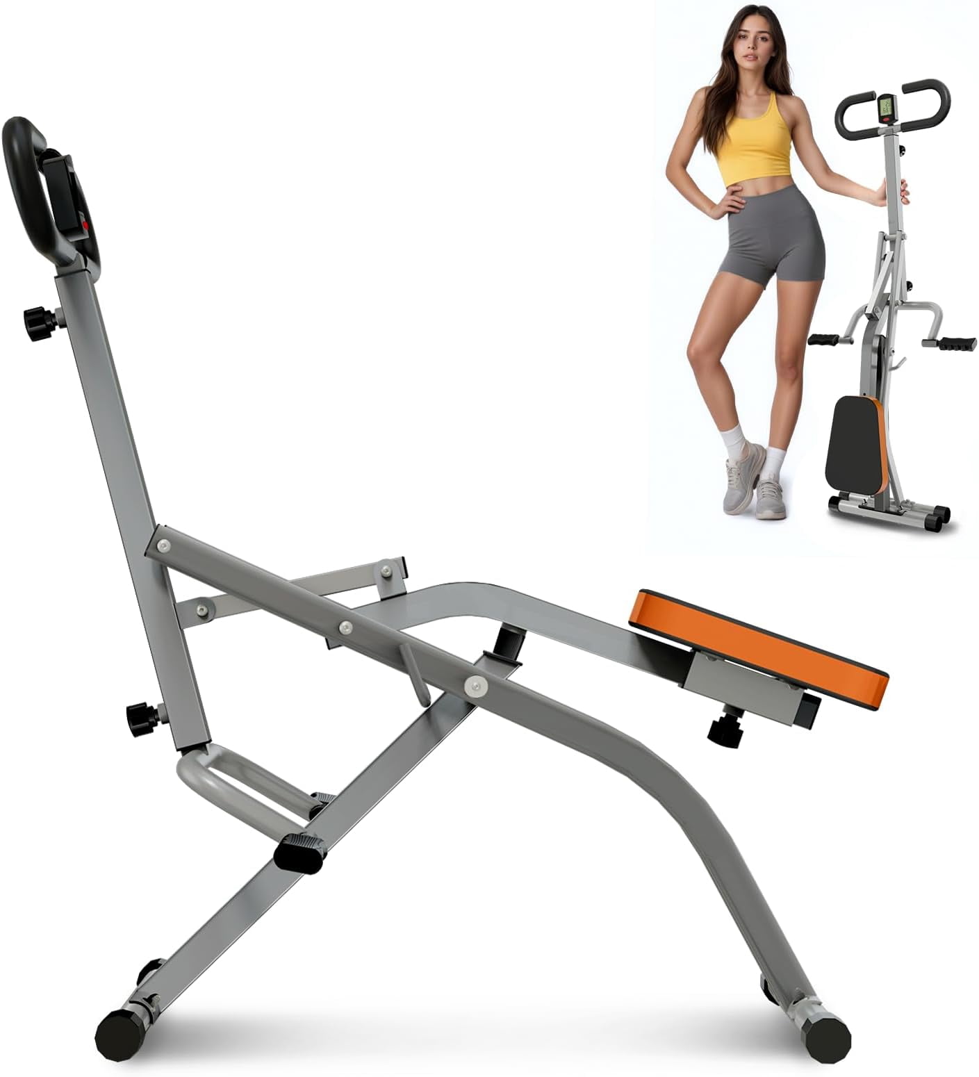 Squat Machine, Ab Workout Equipment, 265lbs Loading Capacity Rowing ...