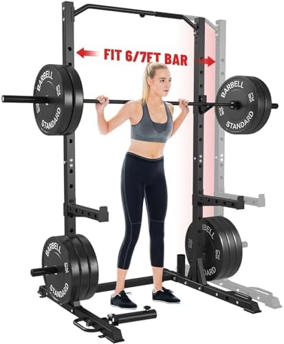 Squat Rack, 1000LBS Power Rack with Pull-Up Bar, Multi-Functional Half ...
