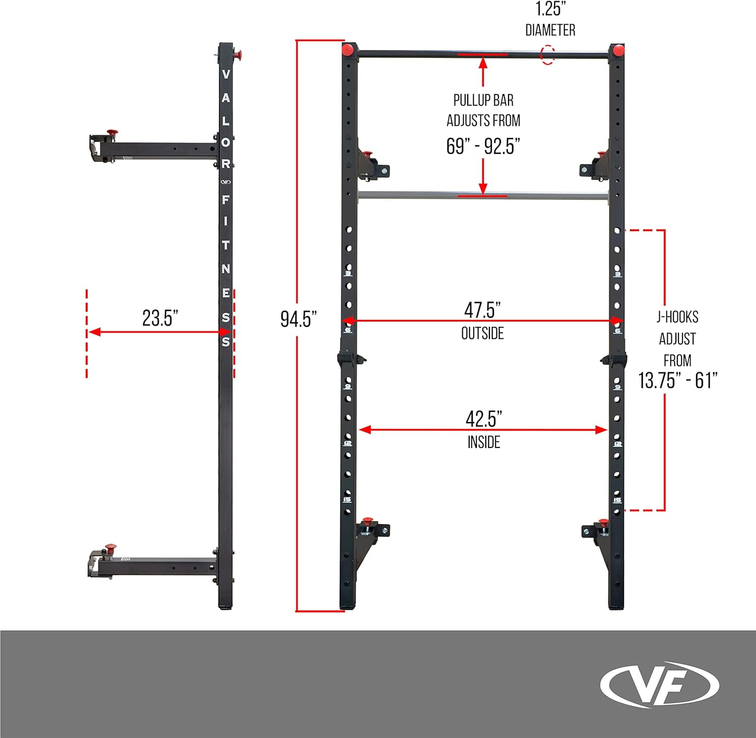 Squat Rack - Foldable & Wall Mounted Home Gym Equipment for Full Body ...
