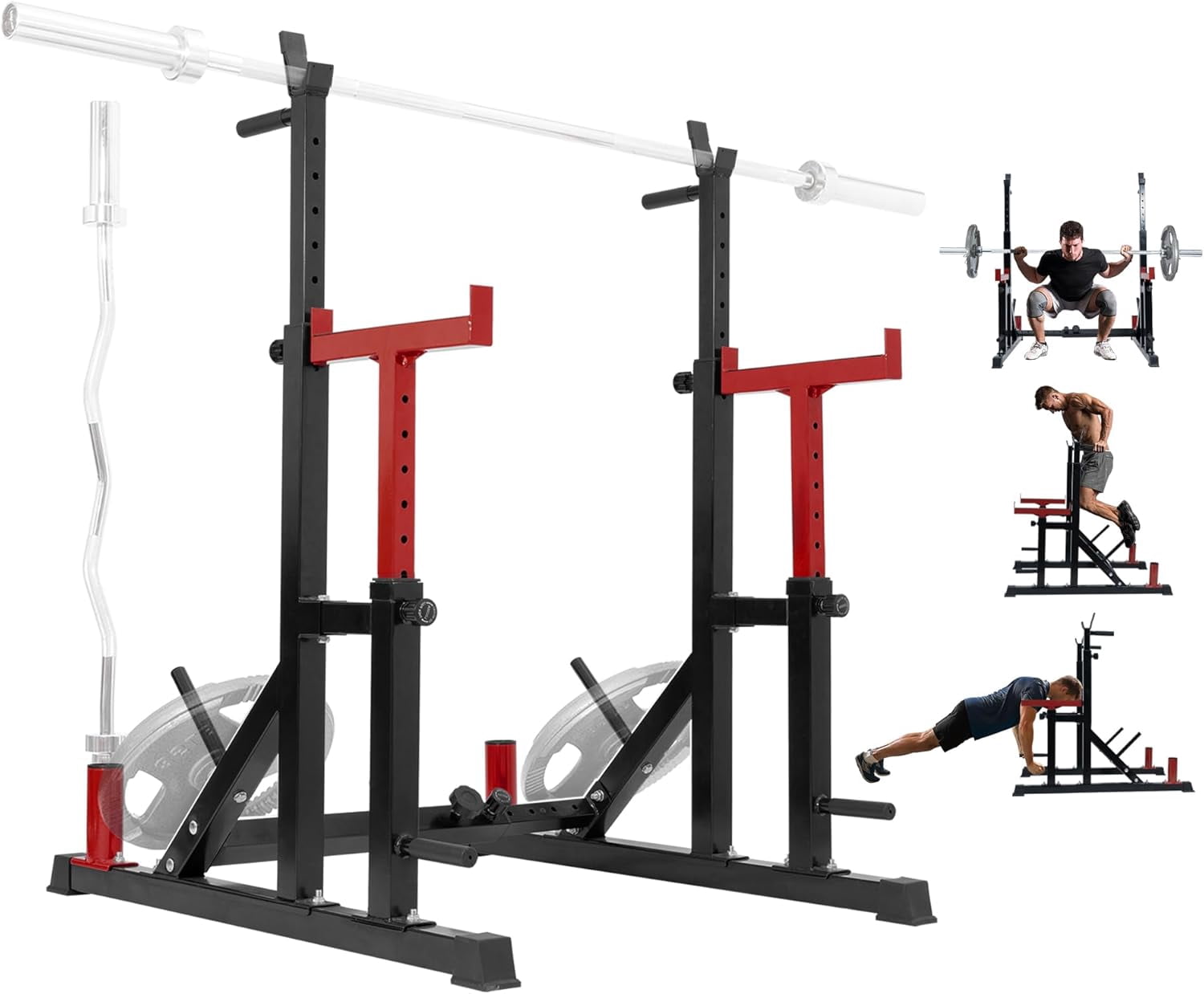 Squat Rack for Home Gym Adjustable Barbell Stand Rack Multi-Function ...