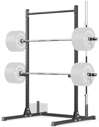 Squat Rack with Pull Bar, Multi-Functional Power Rack with J-Hooks and ...