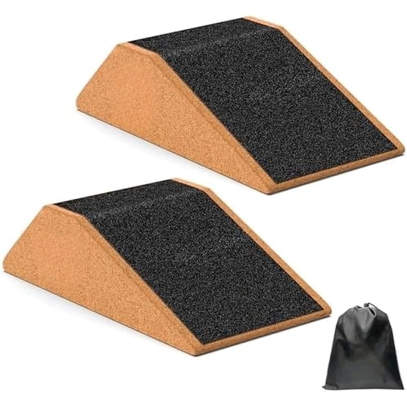 Squat Wedge Block Cork 2 Pack - Non Slip Heel Elevated Wedge and Calf ...