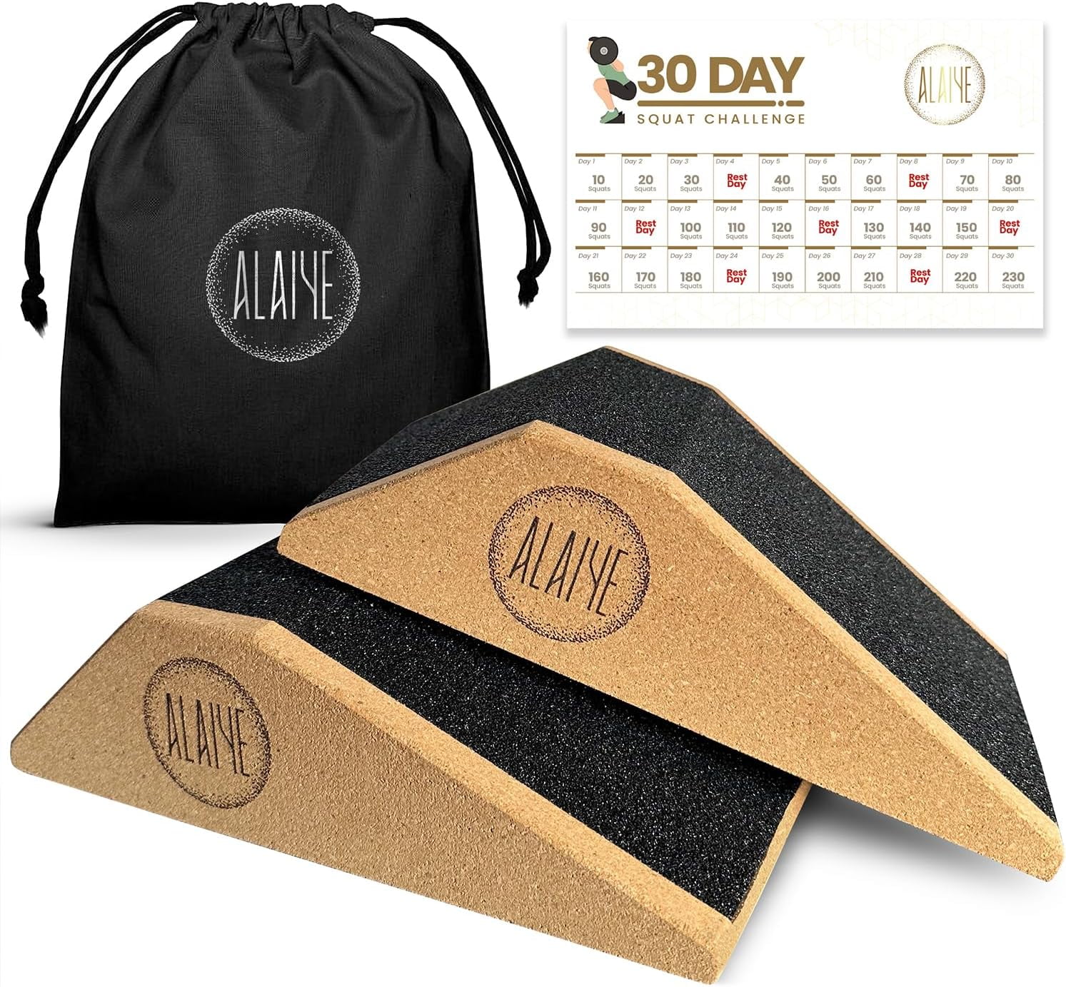 Squat Wedge Blocks (Set of 2) – Non-Slip Slant Boards for Lower Body ...