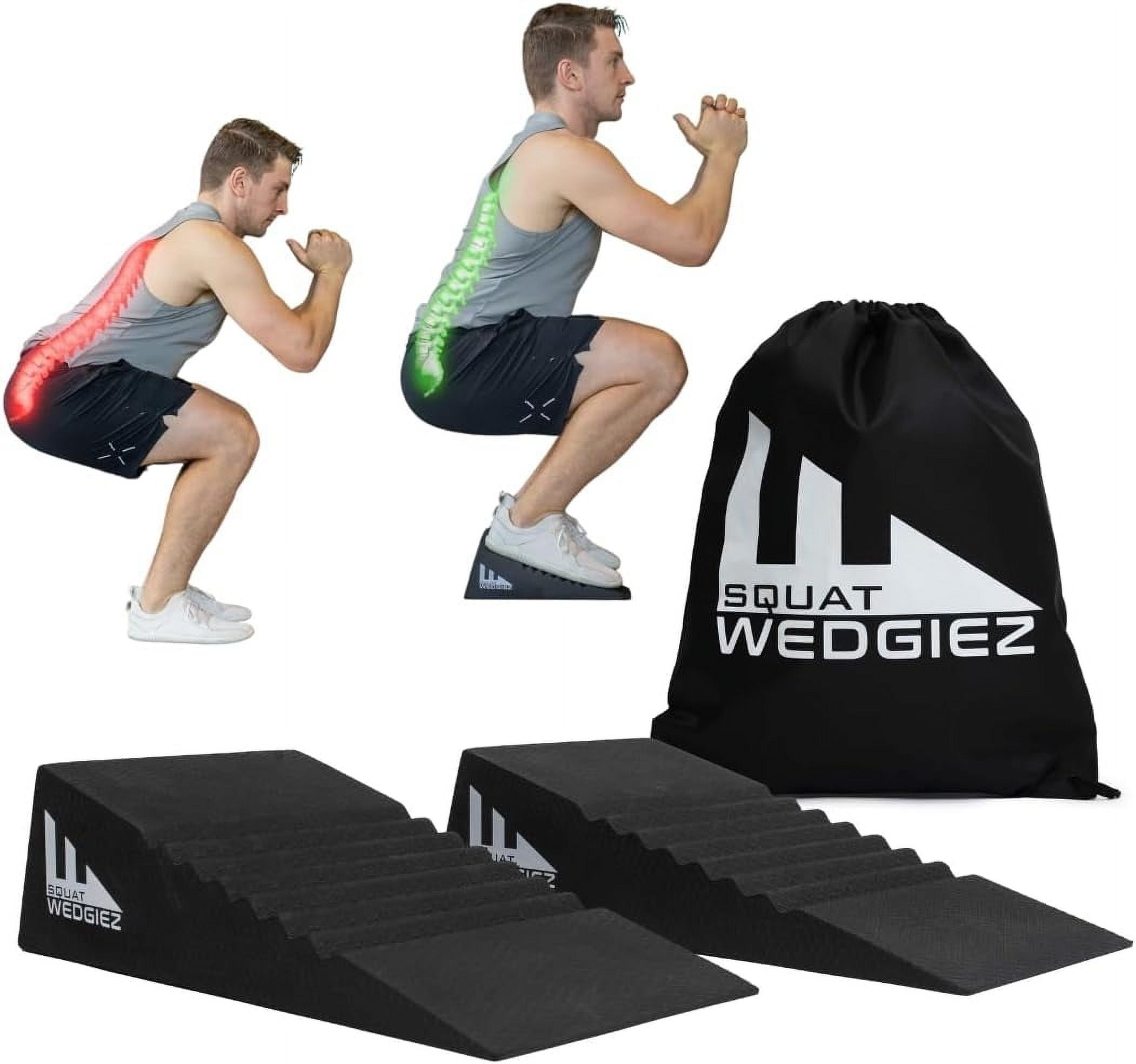 Squat Wedge Pair For Knees Over Toes Training- Anti-Slip Squat Ramps ...