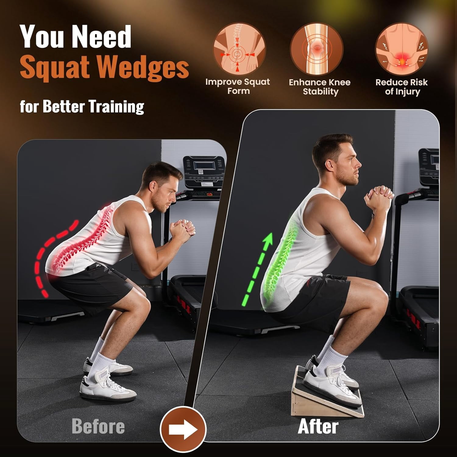 Squat Wedge - 20 ° Incline Wooden Block for Heavy Lifting - Walmart.com