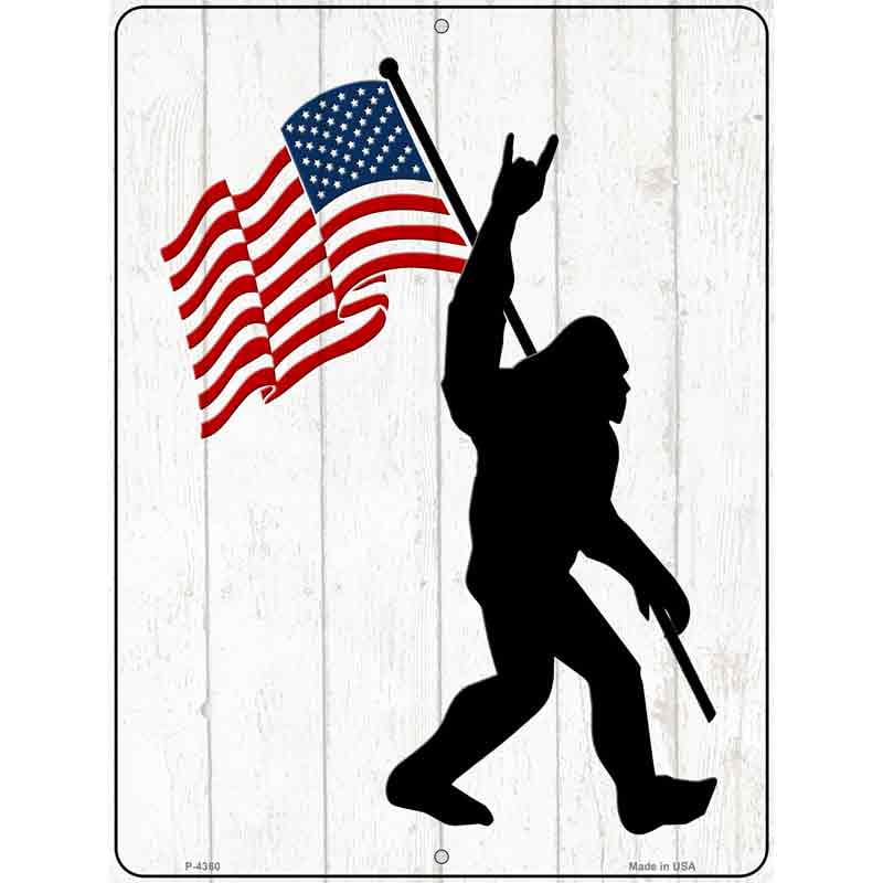 Squatch American Flag Novelty Metal Parking Sign 9" x 12" Sign (P ...