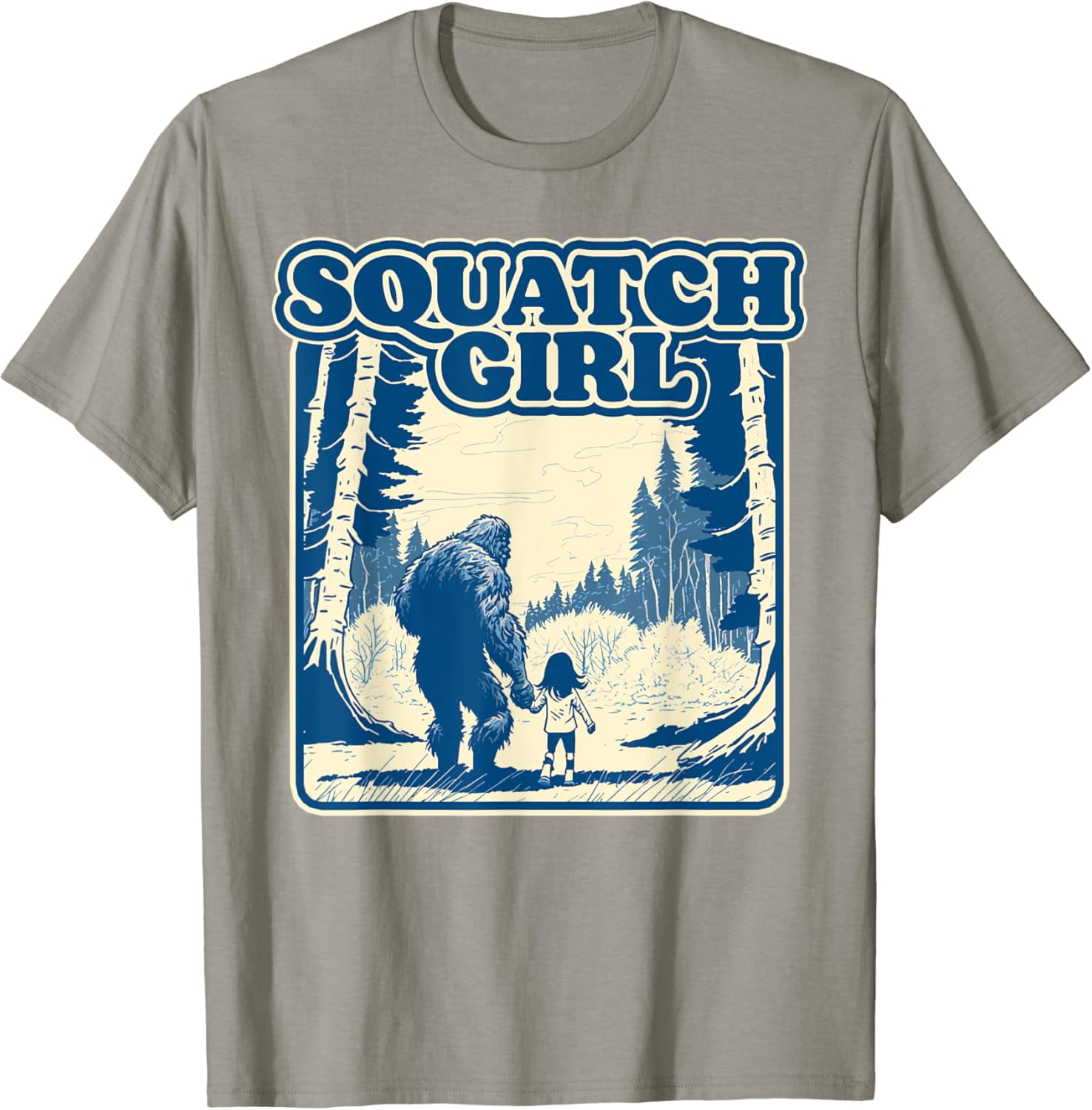 Squatch Girl Cute Sasquatch Bigfoot Lover Girl Holding Hands T-Shirt ...