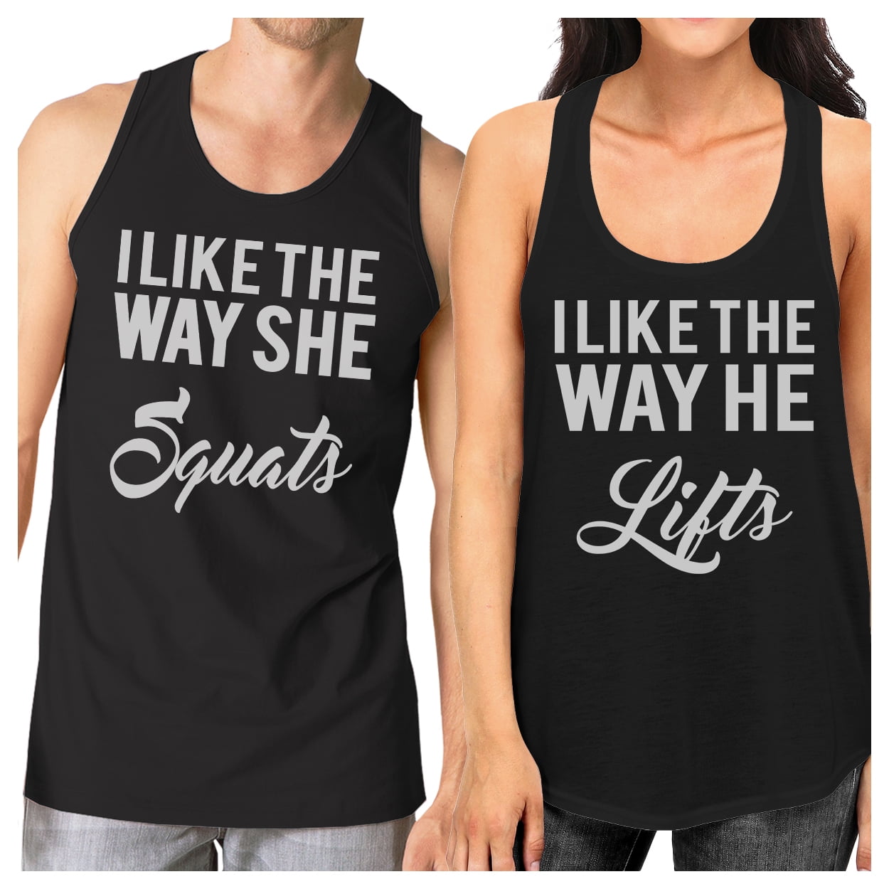 Squats Lifts Couples Gym Tanks Matching Gift Matching Black Tank Tops ...