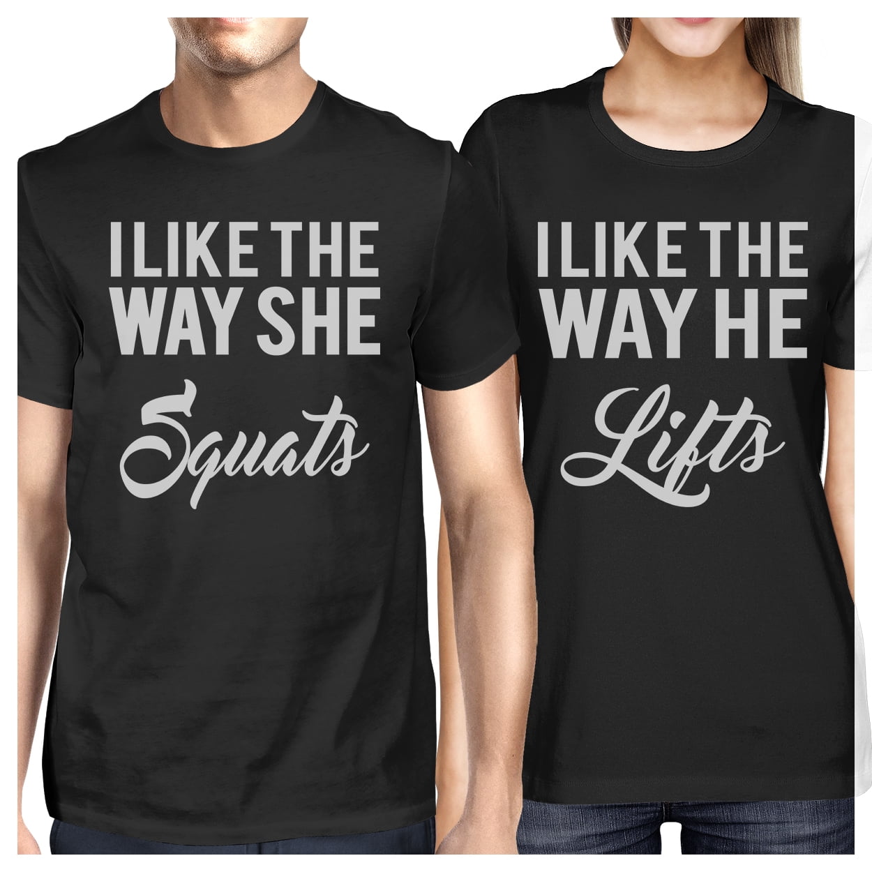 Squats Lifts Cute Graphic Workout Couples Matching Shirts Black ...