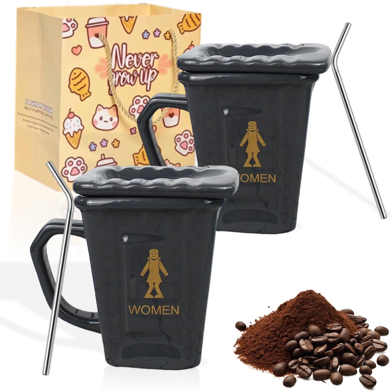 Squatting Toilet Shape Ceramic Mug, Funny Squat Toilet Coffee Cups With ...