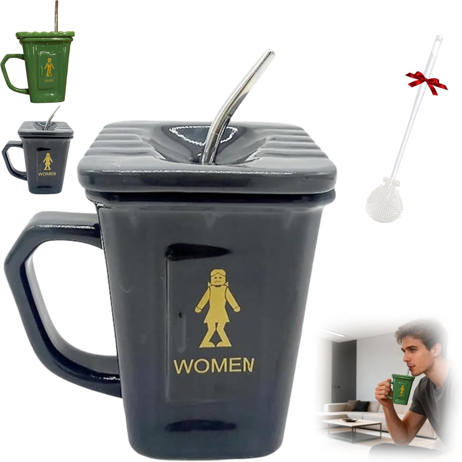 Squatting Toilet Shape Ceramic Mug, Funny Squat Toilet Mug with ...
