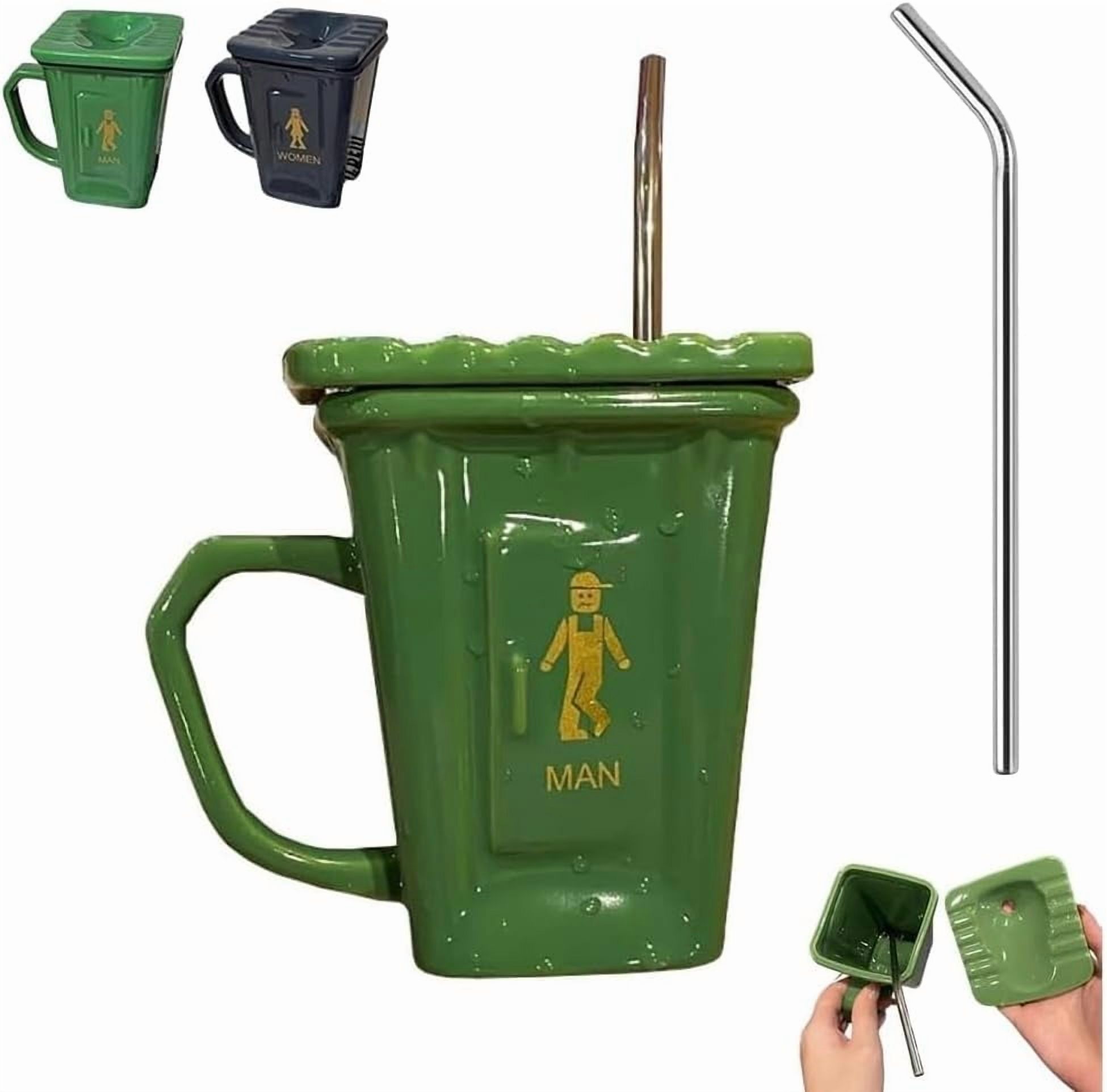 Squatting Toilet Shape Ceramic Mug, Funny Squat Toilet Mug with Straw ...