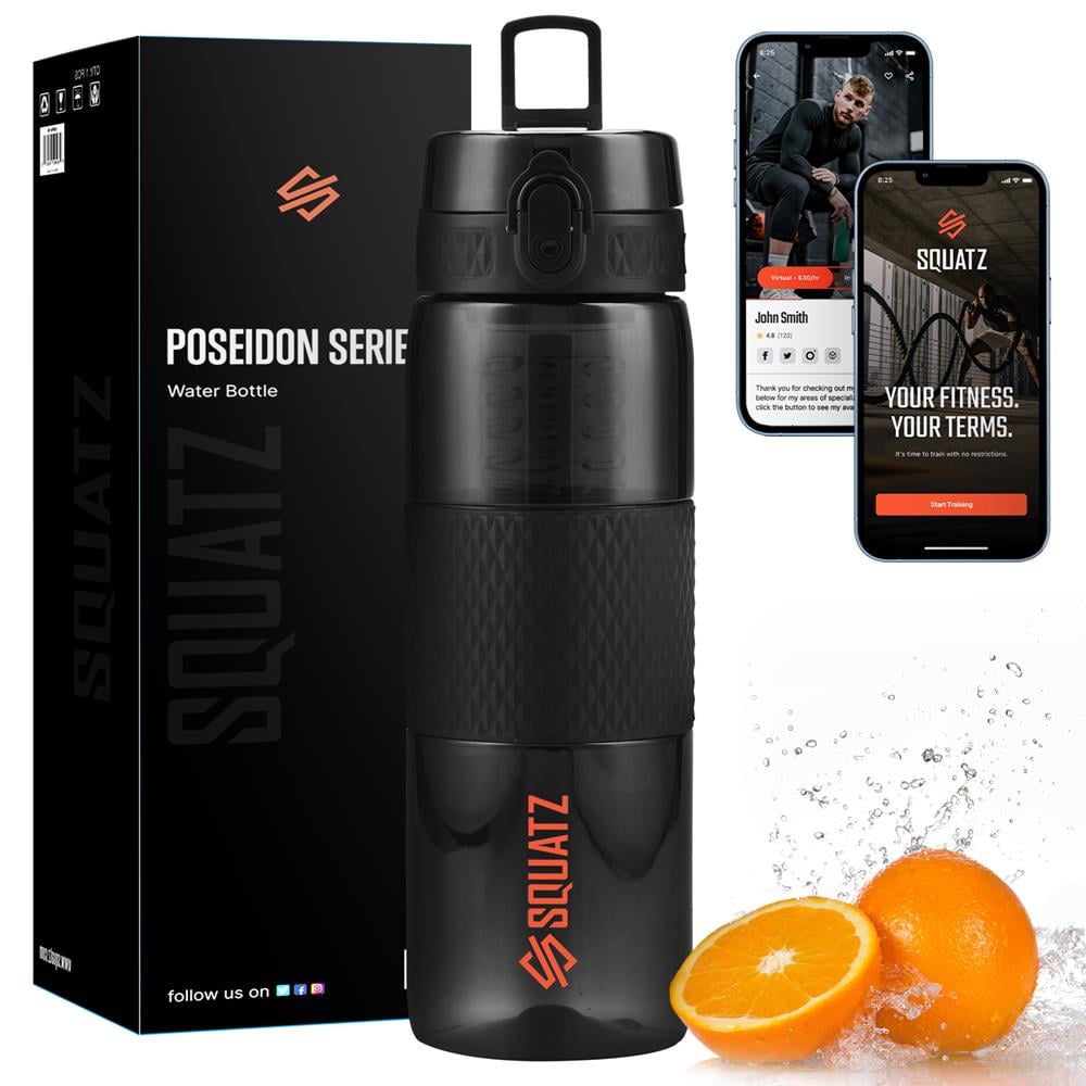 SQUATZ 24 Oz Poseidon Water Bottle with Fruit Infuser Strainer for Gym ...