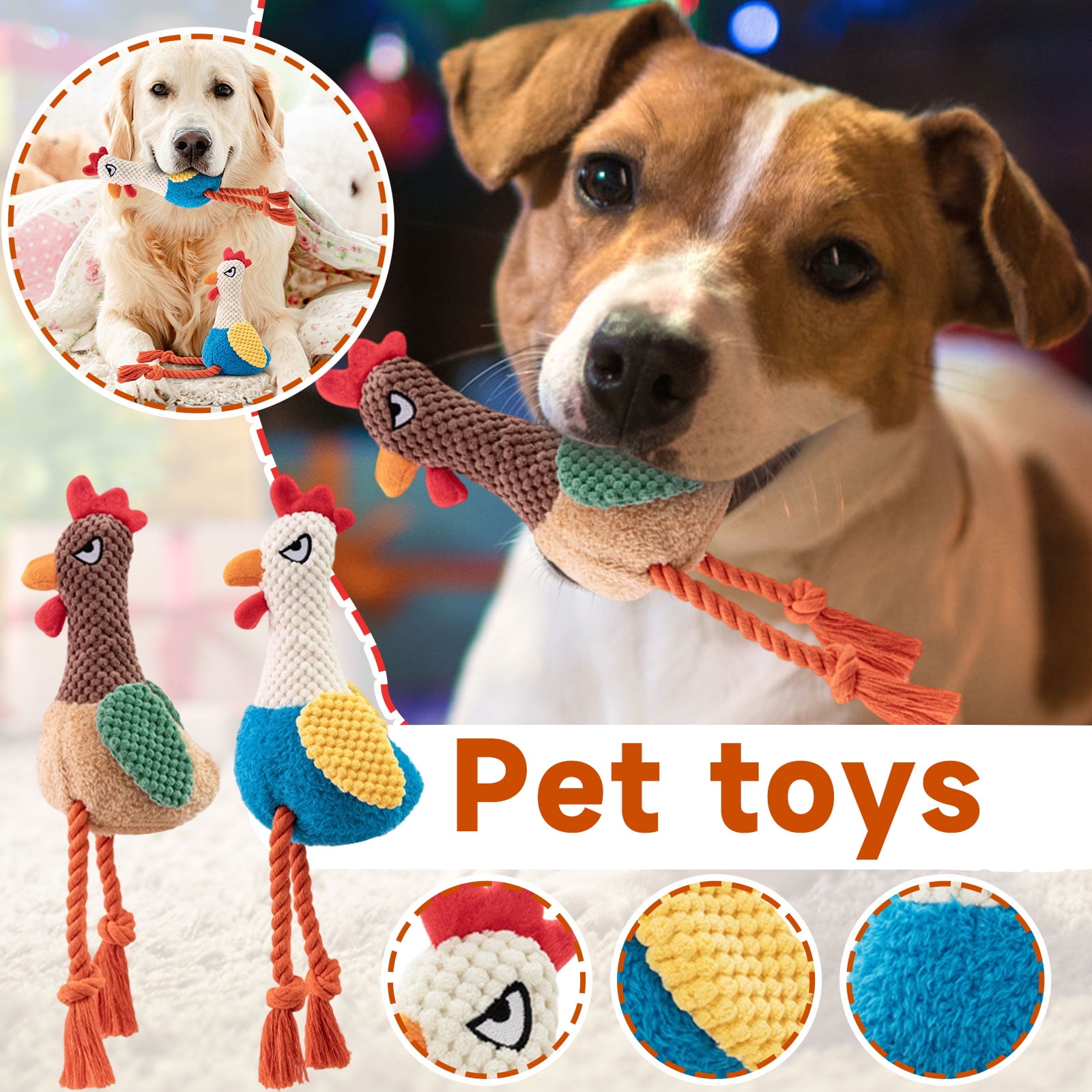 Squawking Rooster Plush Toy - Interactive Animal Squeeze Toy with Sound ...