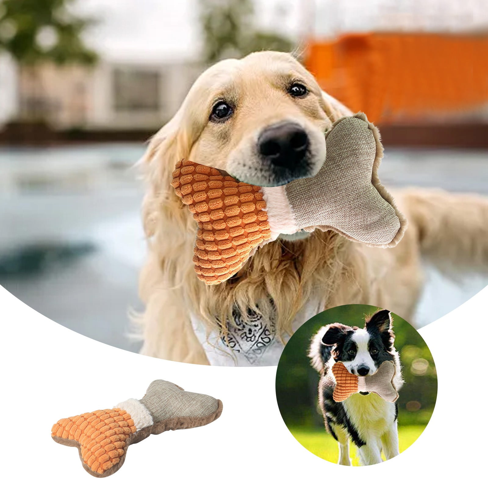 Squeaky Dog Stuffed Animals Chew Toy, Crinkle Paper Tug of War Rope ...