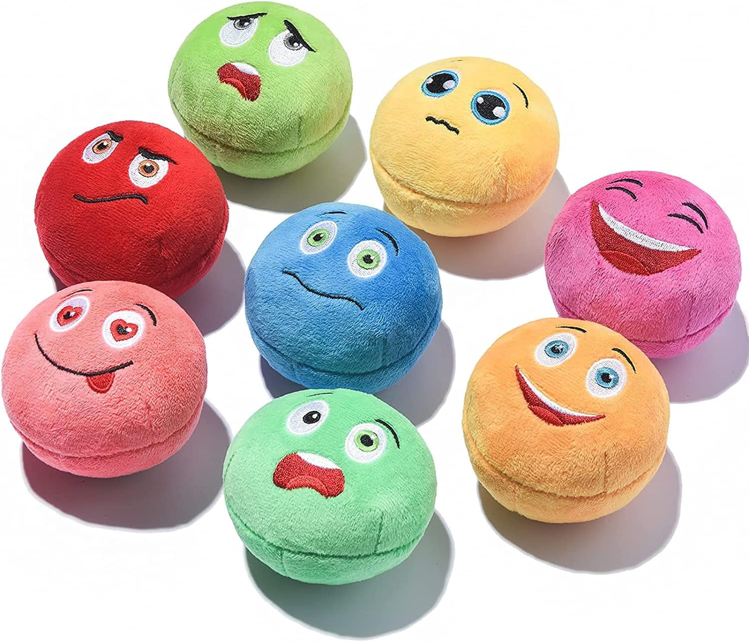 Squeaky Dog Toys, [8 Pack] Soft Stuffed Plush Balls with Squeakers ...