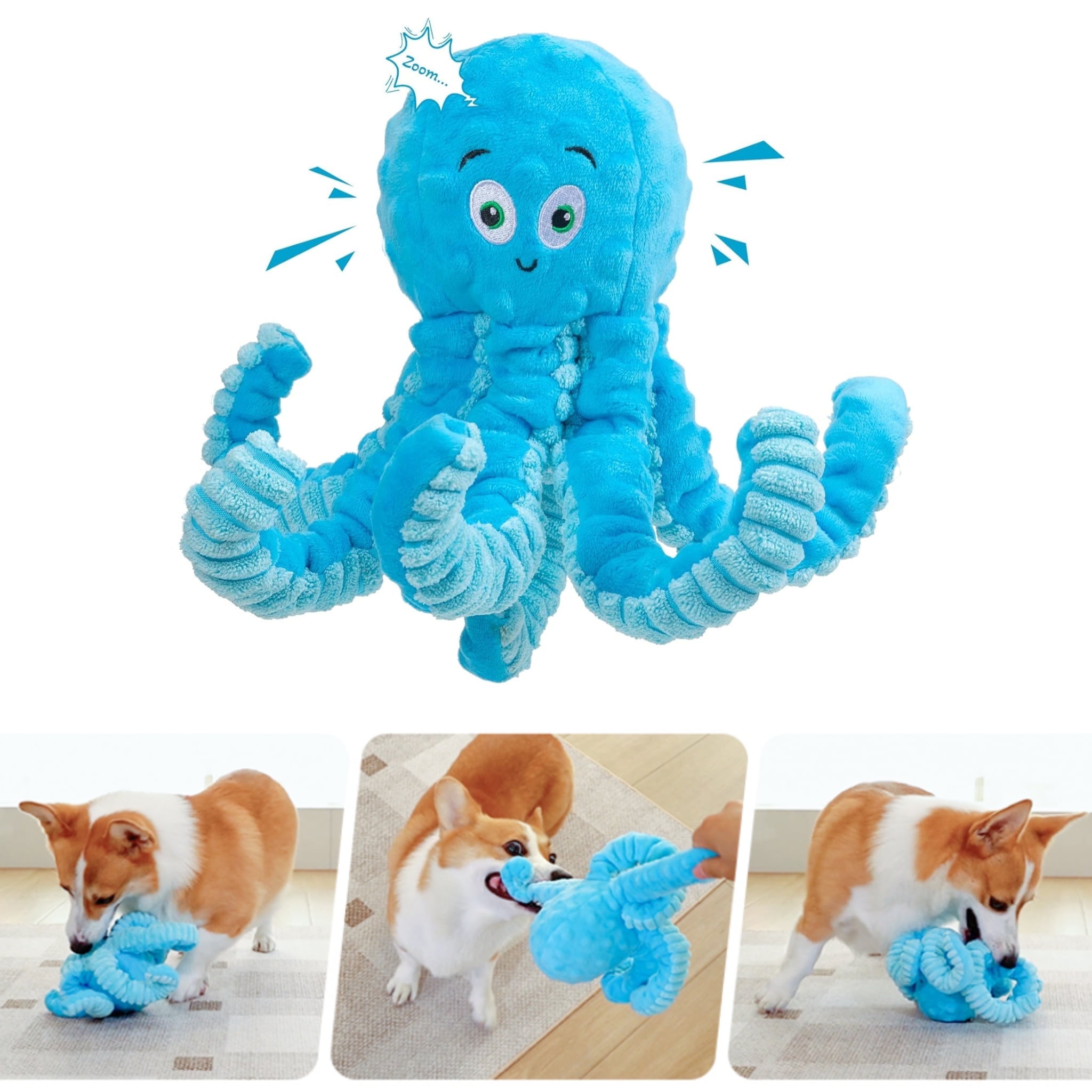 Squeaky Dog Toys for Aggressive Chewers to Improve Relationship, Octopus-Tug of War Dog Toys for ...