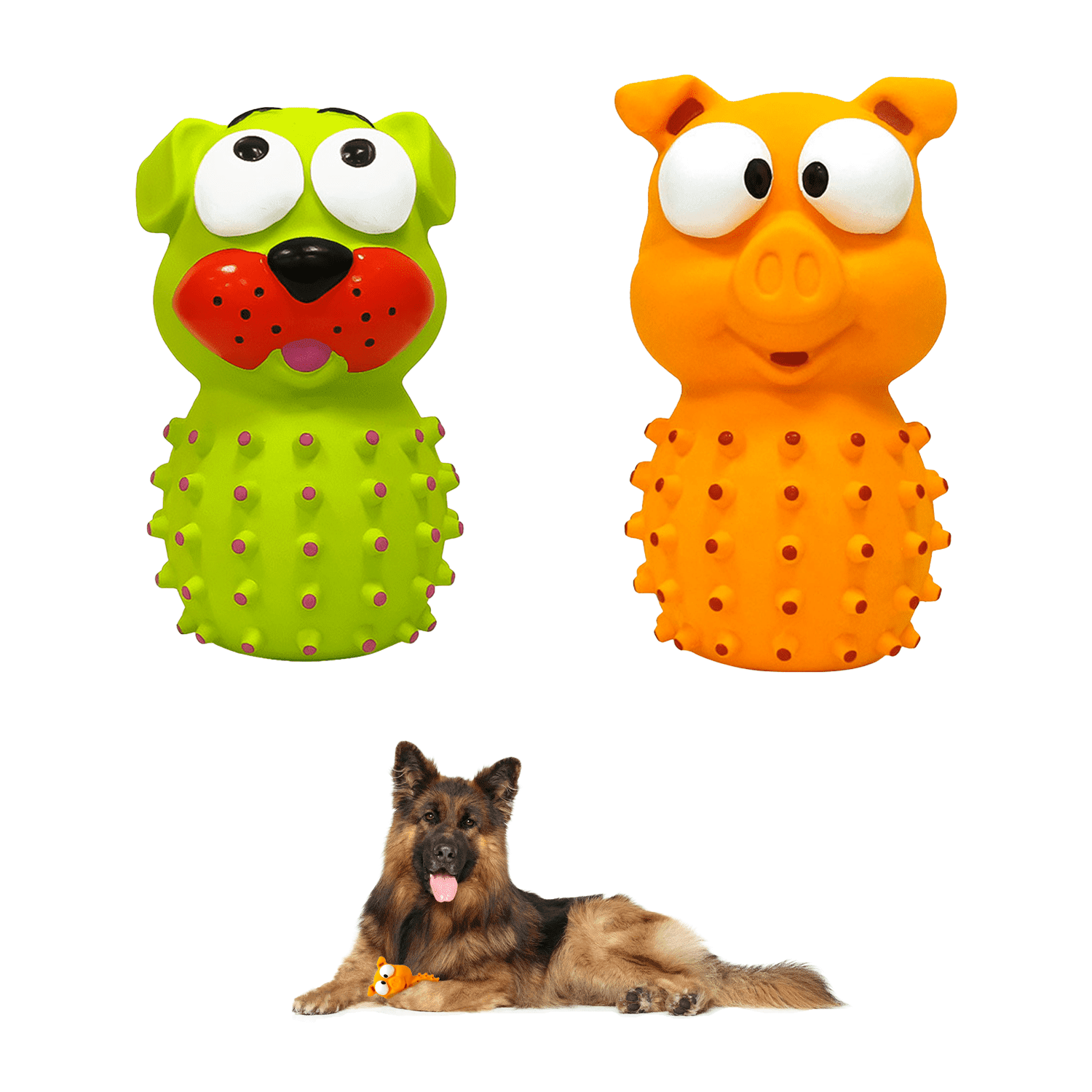 Latex Dog Toy for Aggressive Chewers, Funny Pig & Dog Shaped Squeaky ...