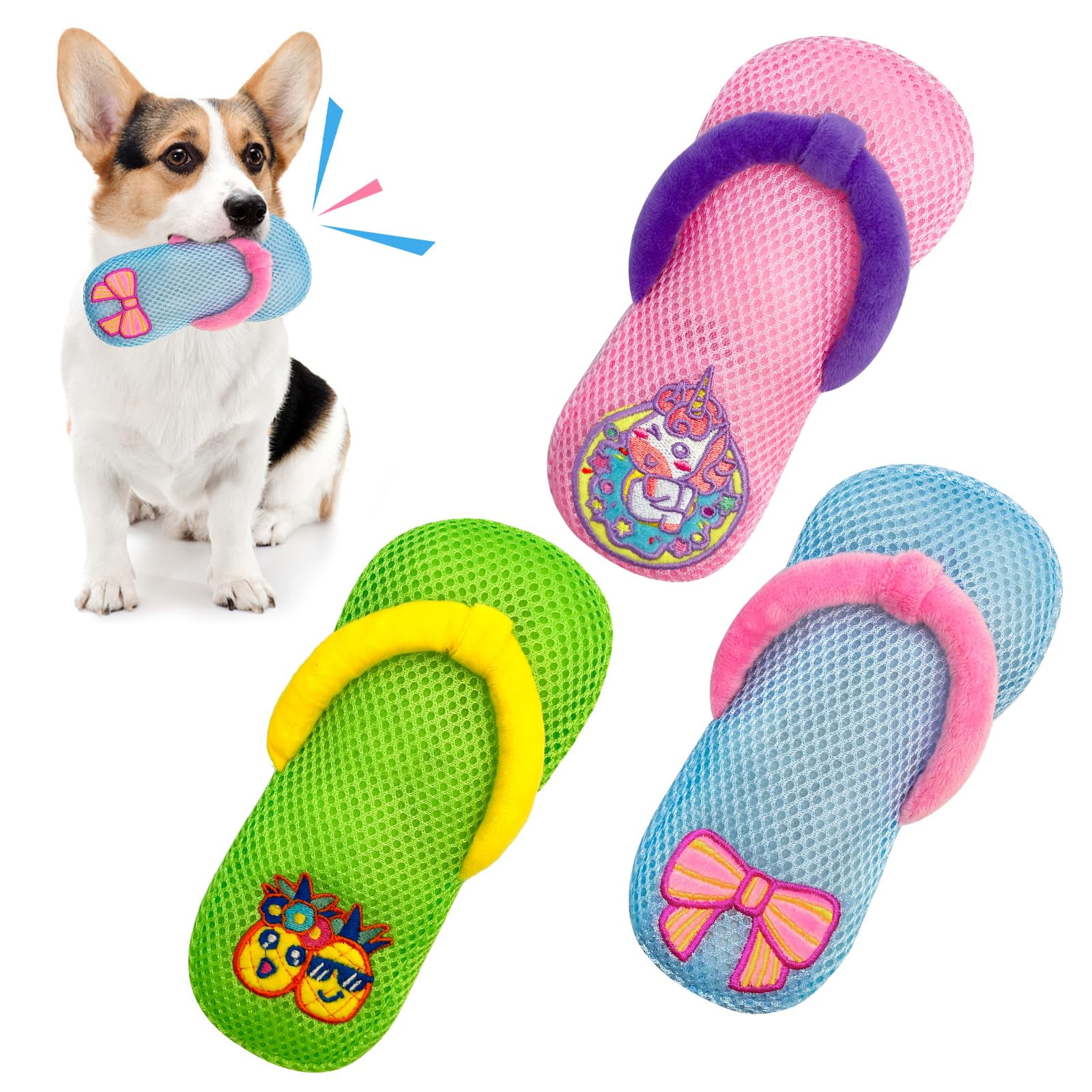 Squeaky Dog Toys, Floating Dog Toys with Mesh for Cleaning Teeth, 3 ...