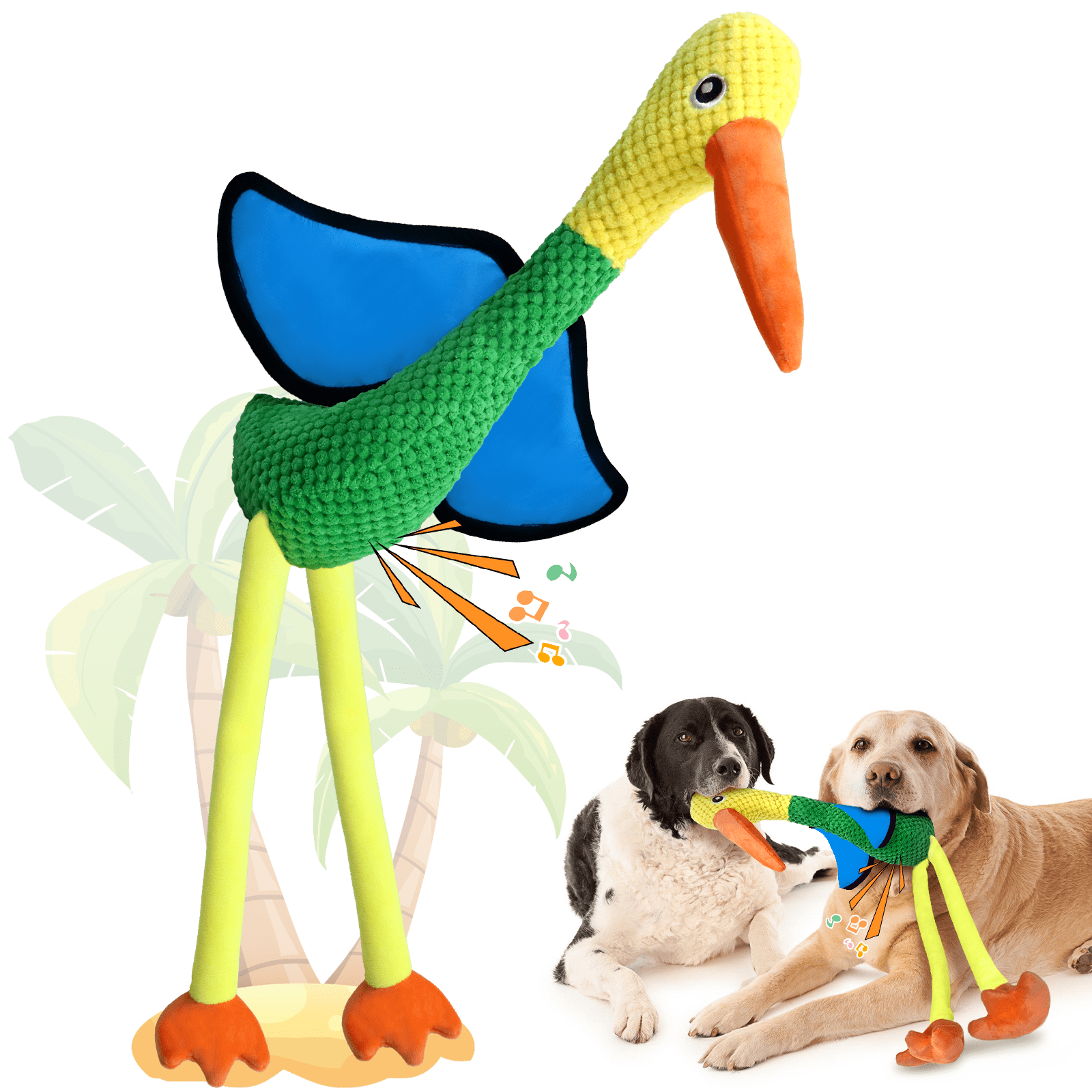 Squeaky Long-Legged Bird Dog Toy Crinkle& Squeak Plush for Interactive ...