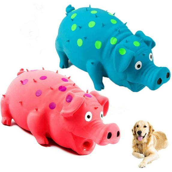 Kiddopark Squeaky Pig Dog Toys, 2 Pack Soft Rubber Chew Toys ...