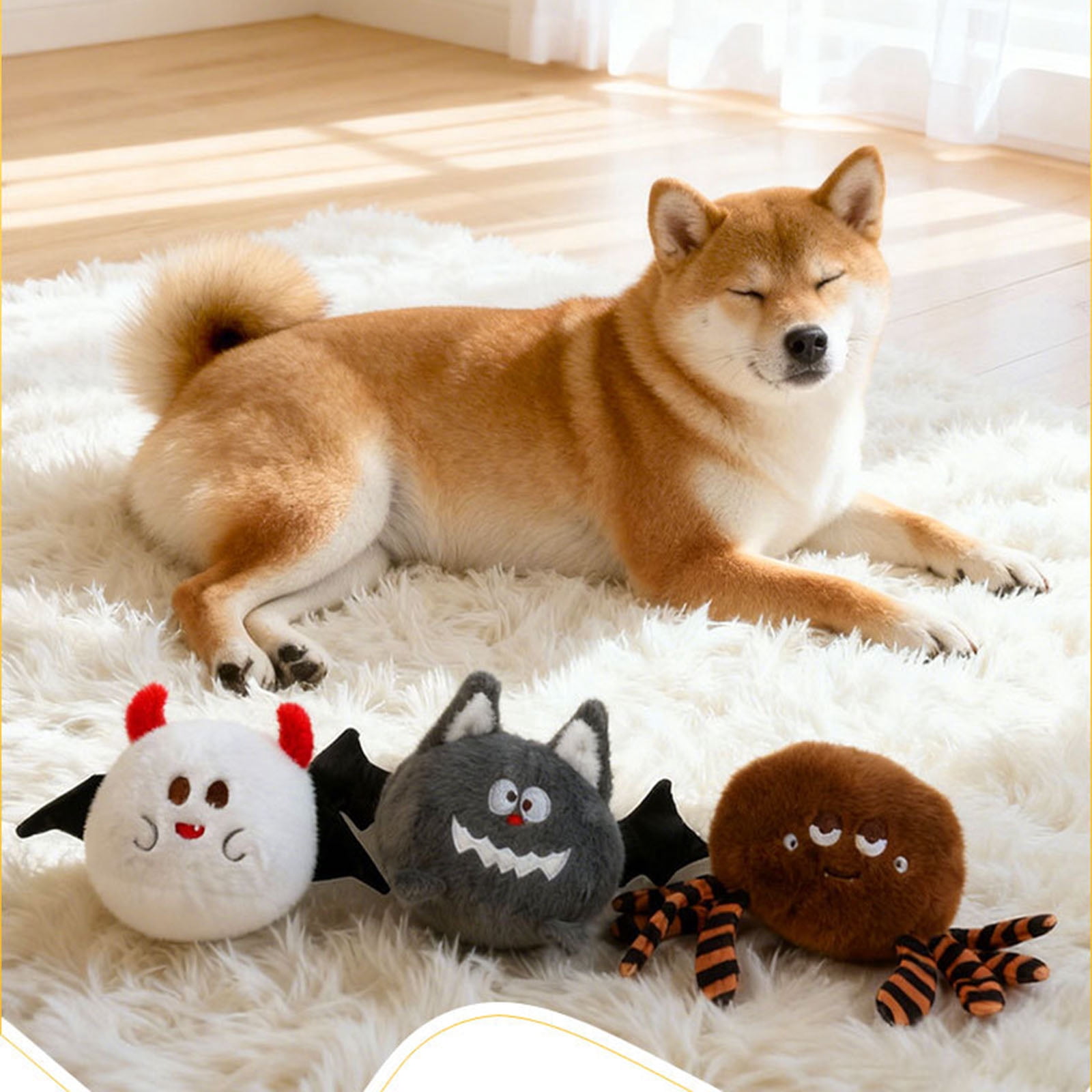 Squeaky Plush Dog Toys Set – Bat Spider Devil Shaped Soft Stuffed Pet ...