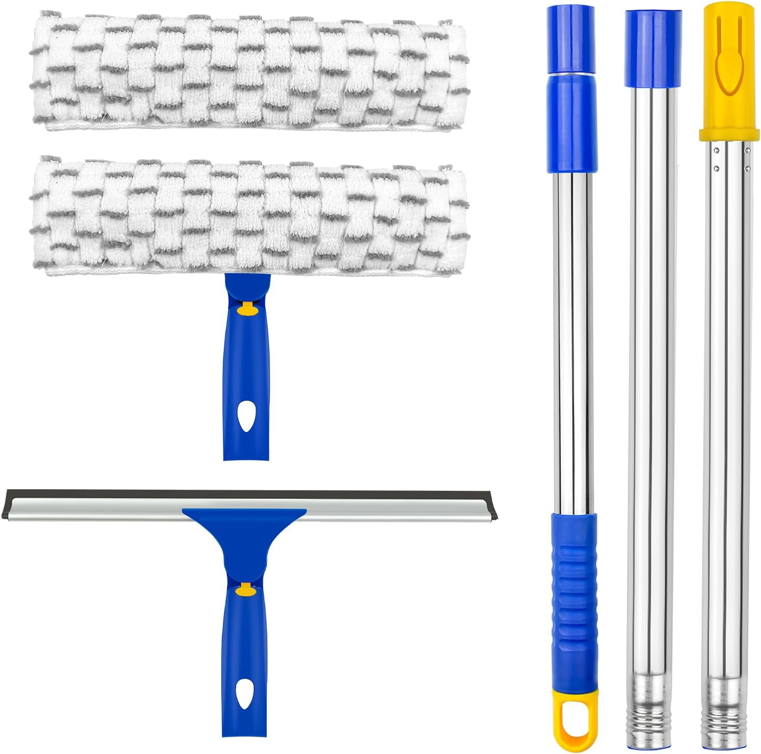 Squeegee for Window Cleaning,12" Squeegee and 11" Microfiber Scrubber ...